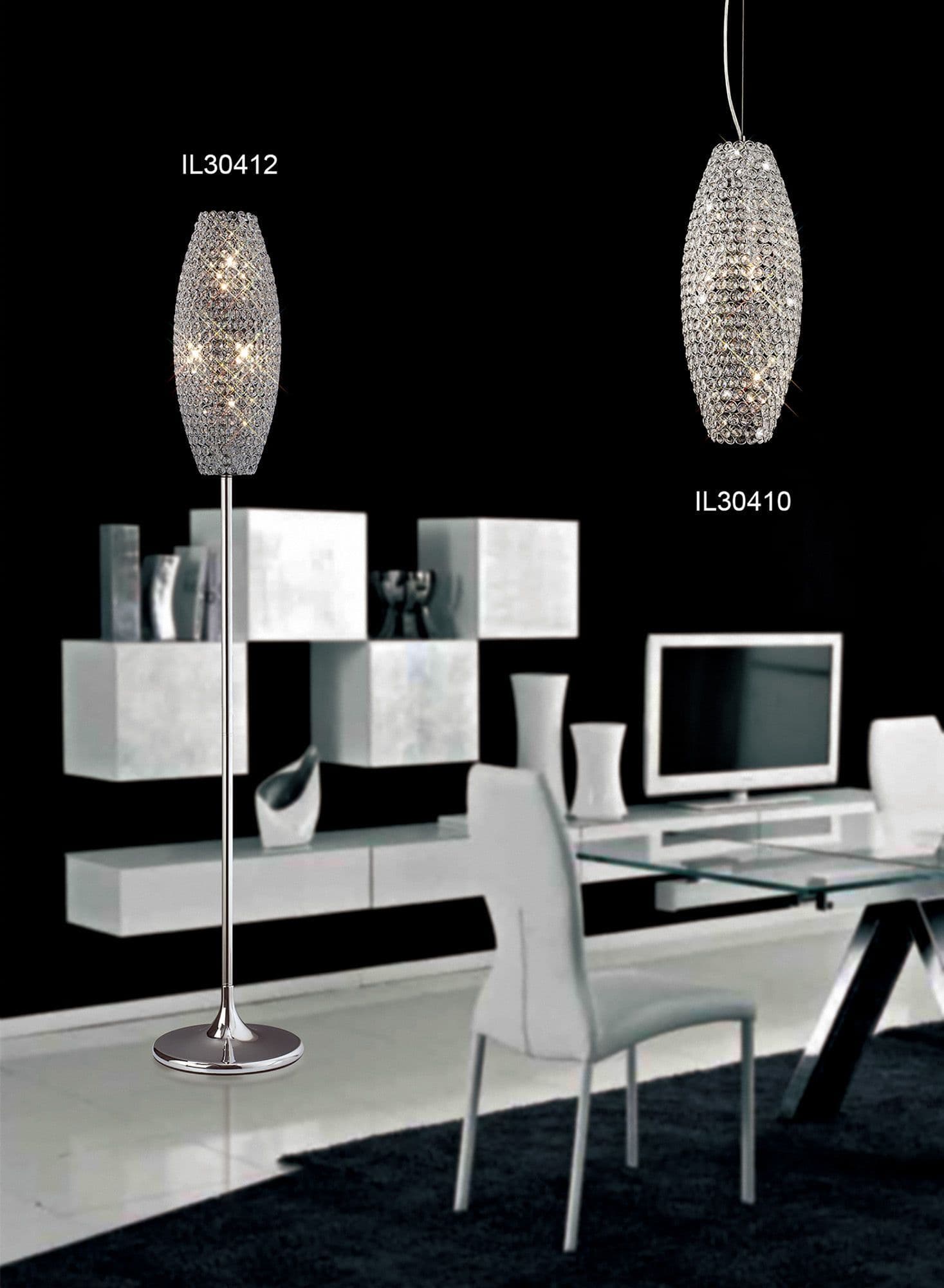 Drake Floor Lamp 4 Light G9 Polished Chrome/Crystal