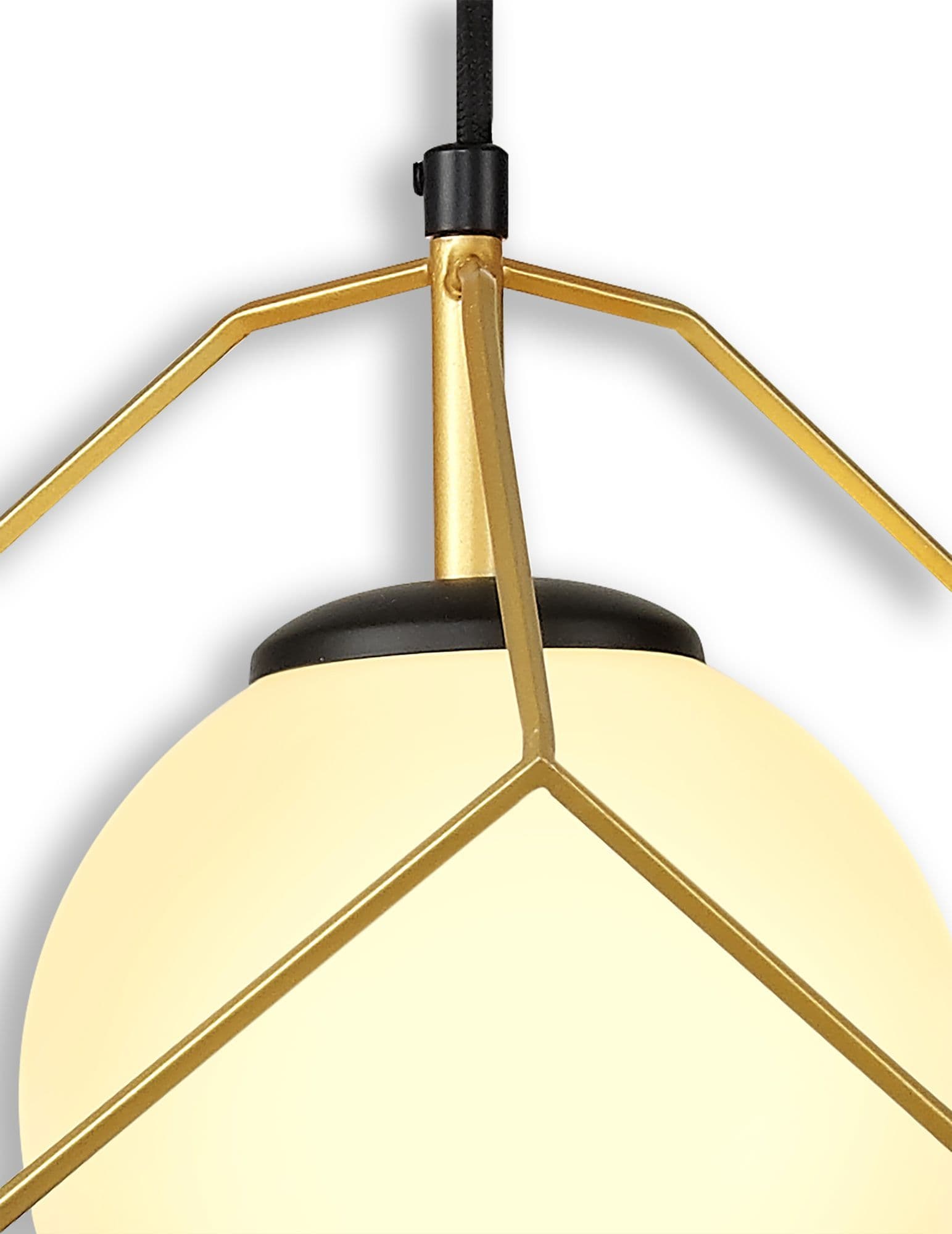 Emily Single Pendant 1 Light Adjustable E14 Matt Black/Painted Gold