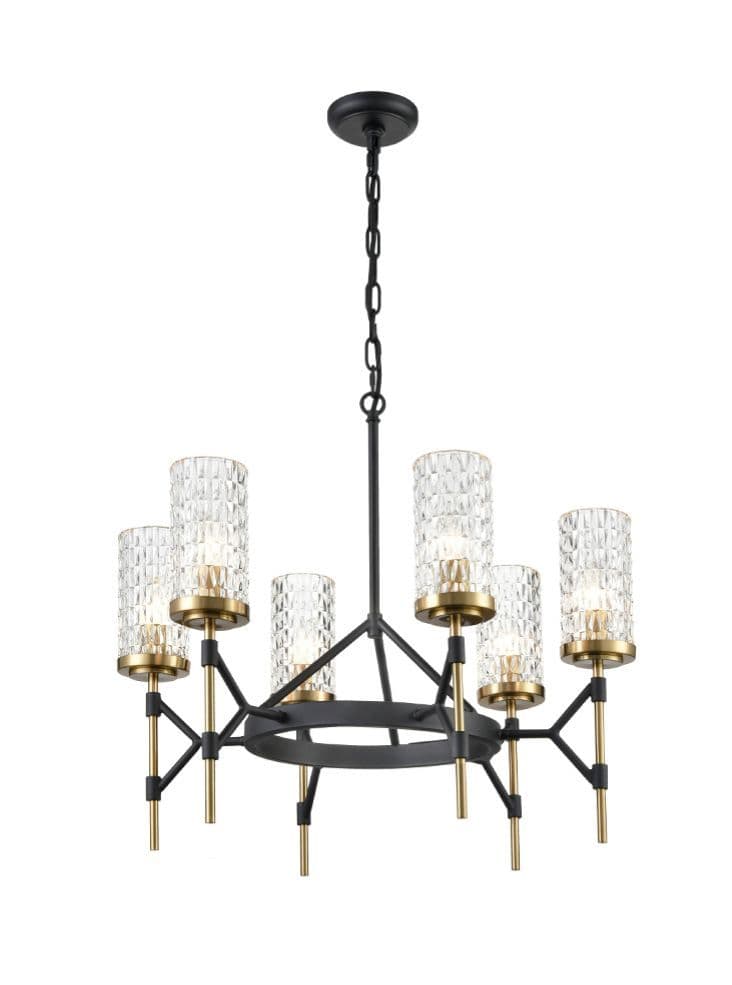 Emperor 6 Light Sphere In matt Black And Gold With Glass Shades GSBFL2424-6