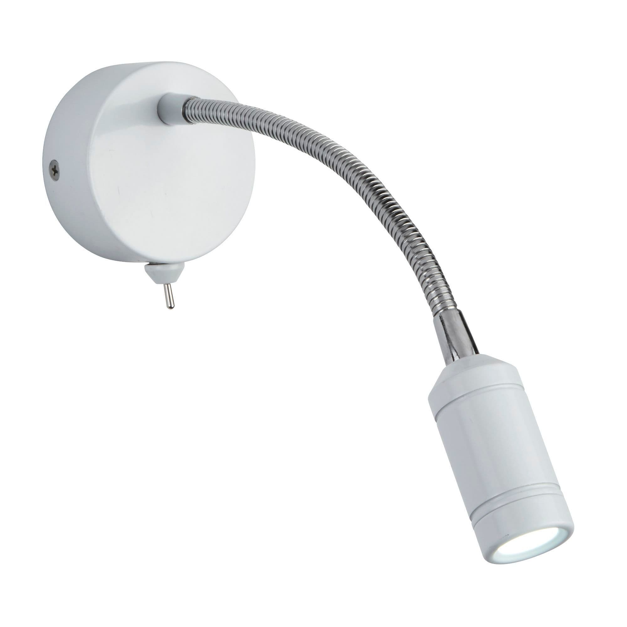 Flexy Wall Led Adj Wall Light - White Head & Body - Chrome Flexi Arm