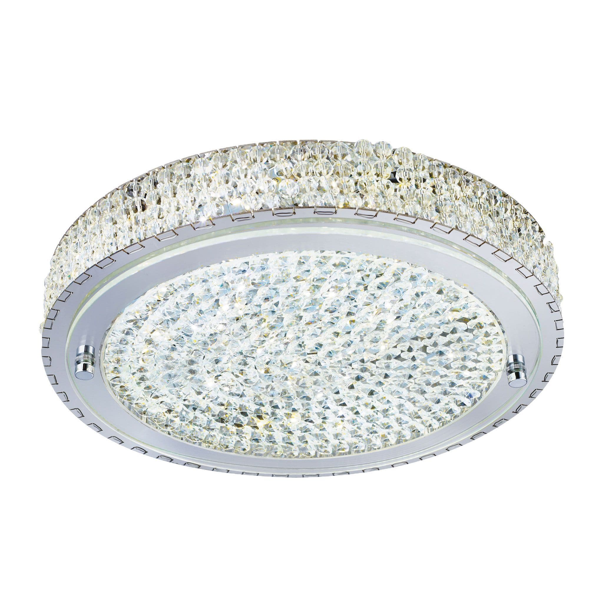 Florida Flush Dim Led Ceiling Flush Dia 40Cm Chrome Clear Crystal ...