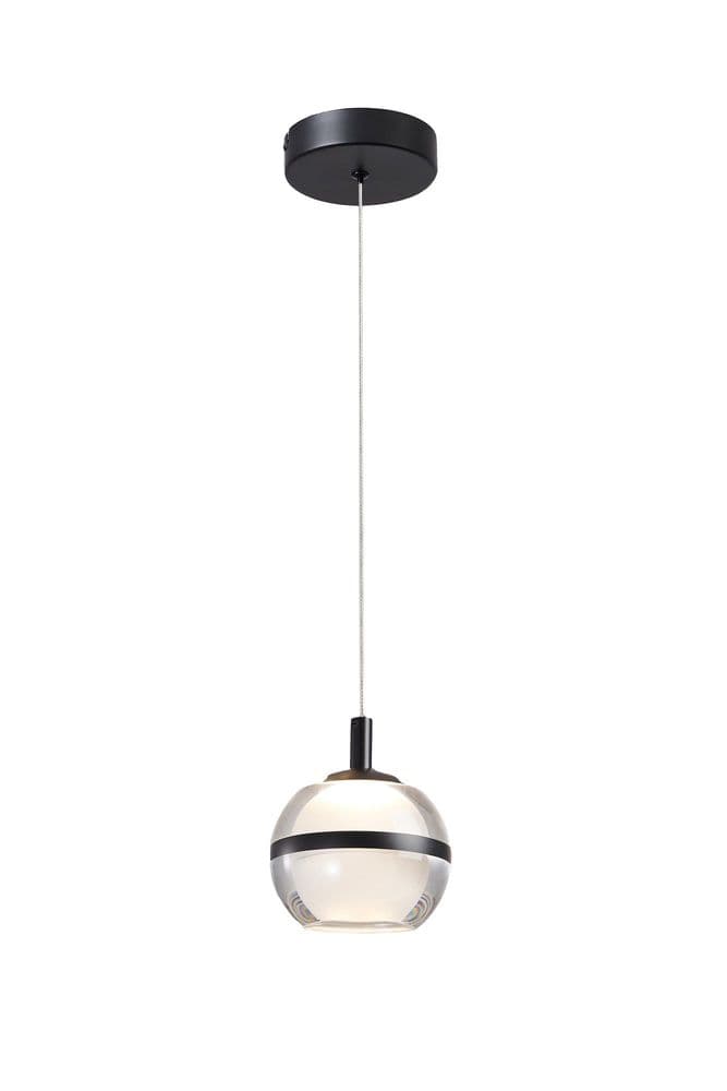 Fquator 1 Light LED Multi Drop Pendant in Matt Black with Clear & Opal ...