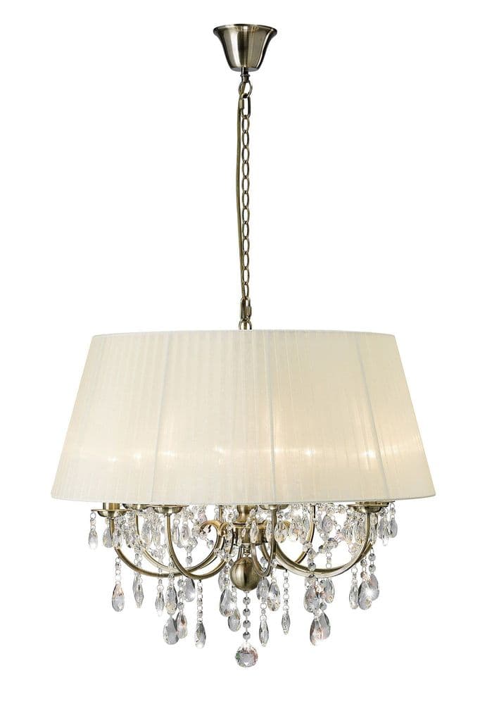 Gregory 8 Light Chandelier Pendant With Cream Shade E14 Antique Brass ...