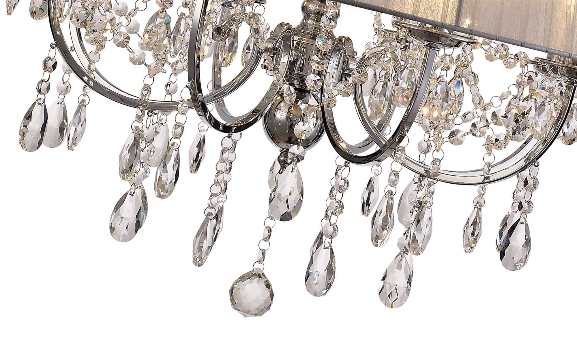 Gregory 8 Light Chandelier Pendant With Grey Shade E14 Polished Chrome ...