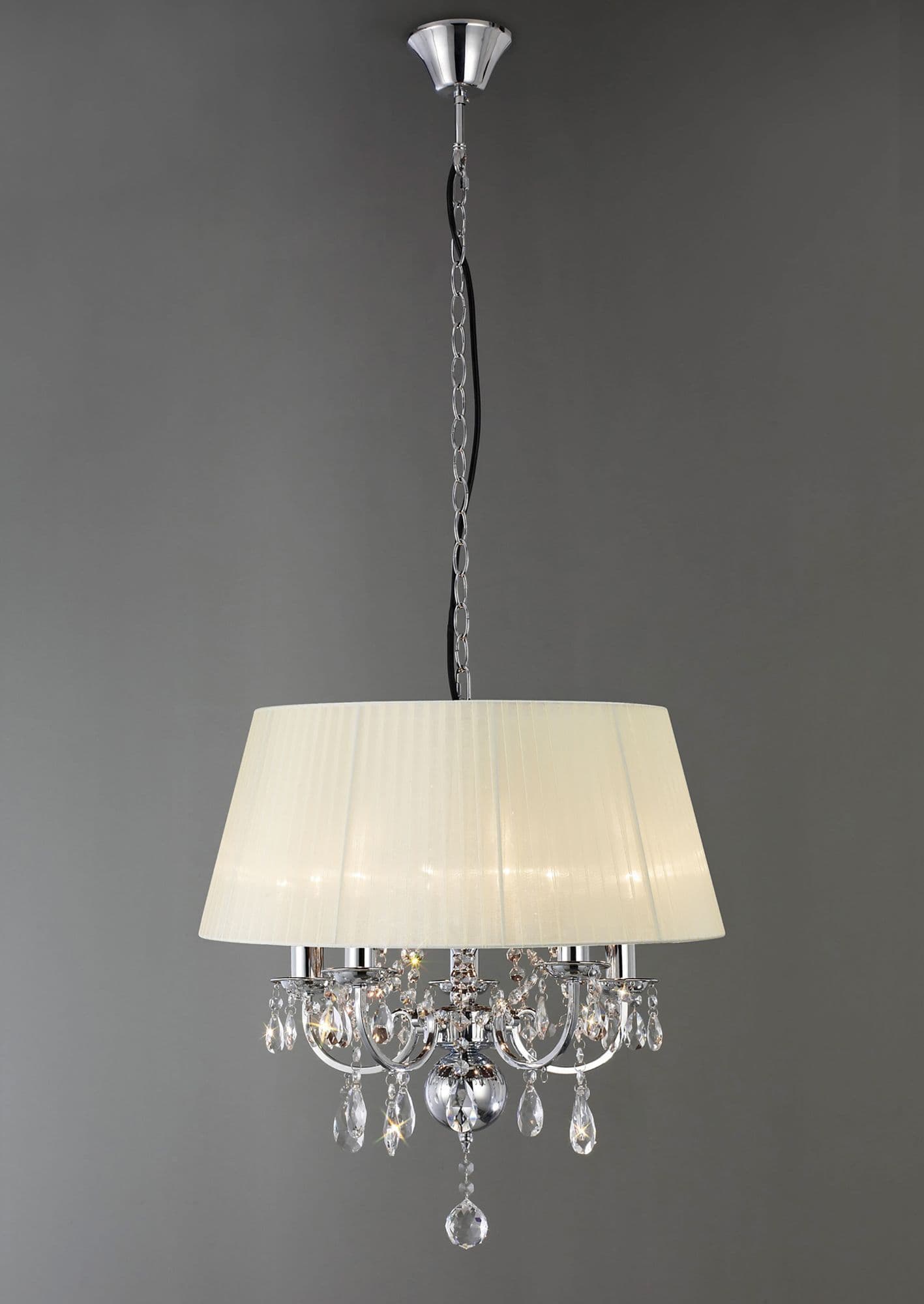 Gregory 5 Light Chandelier Pendant With Ivory Cream Shade E14 Polished ...