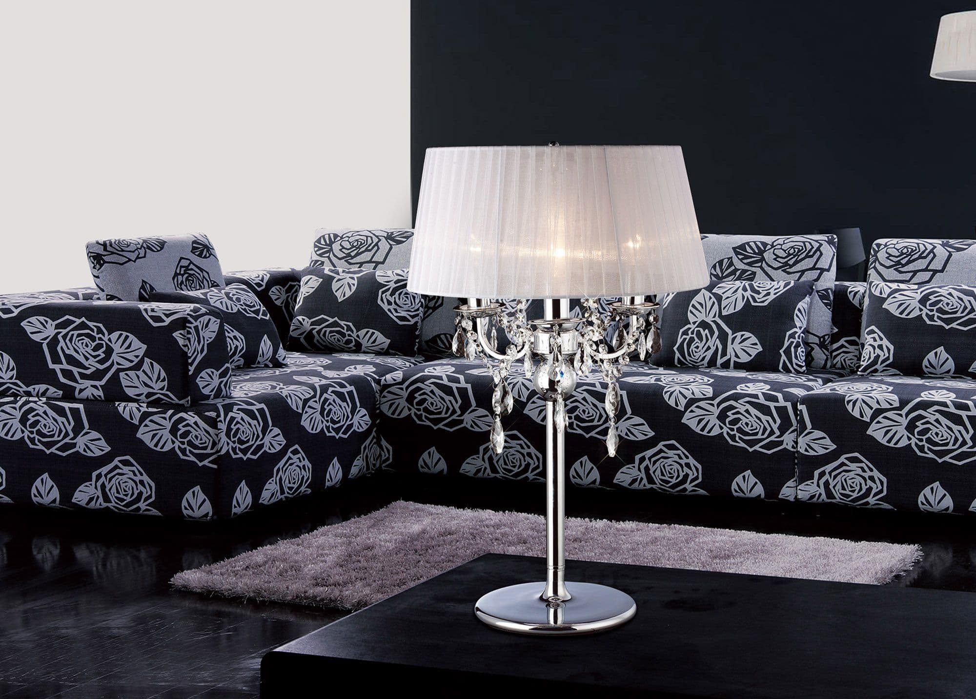 Gregory 3 Light Table Lamp With Ivory Cream Shade E14 Polished Chrome ...