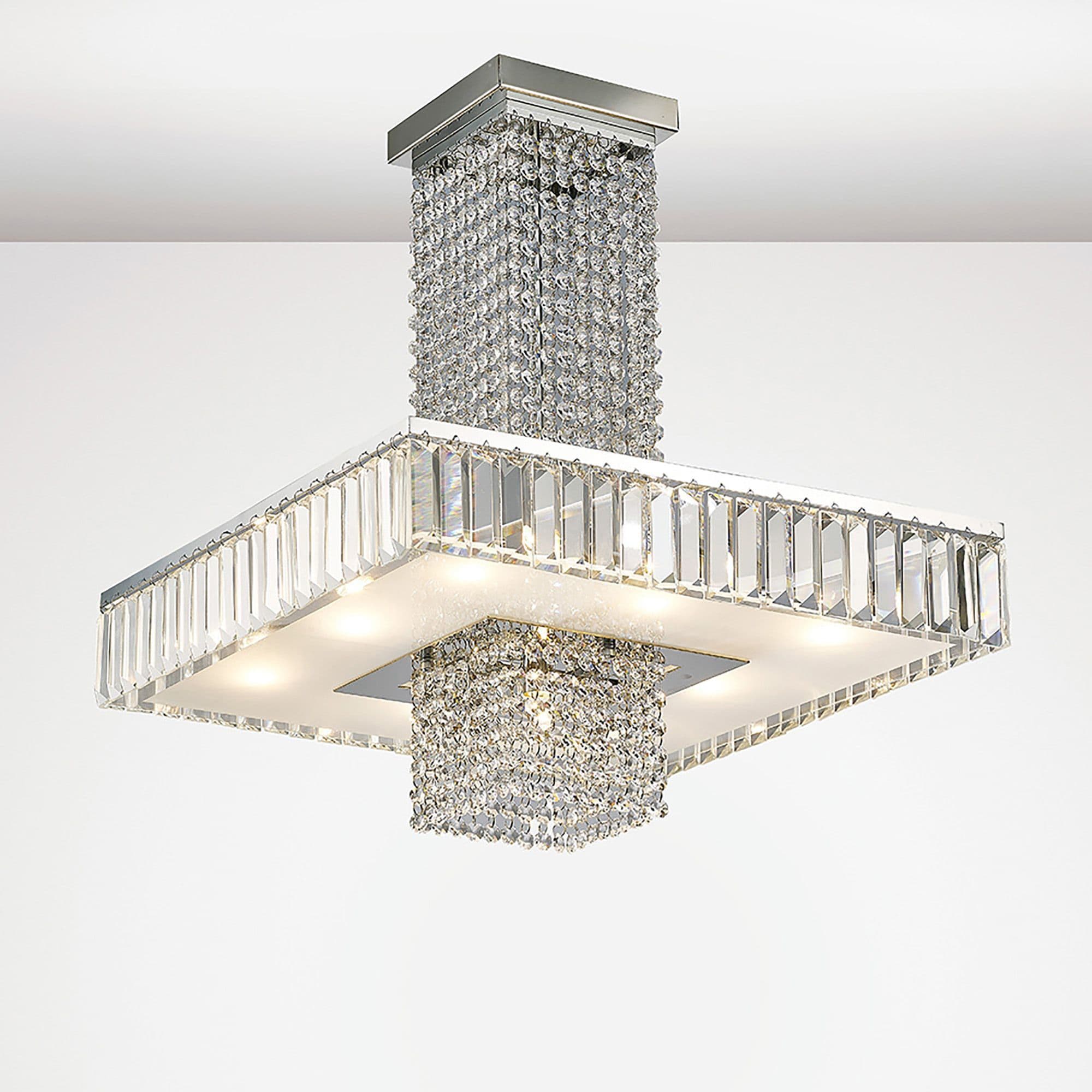 Grover Square Semi Ceiling 9 Light G9 Polished Chrome/Crystal
