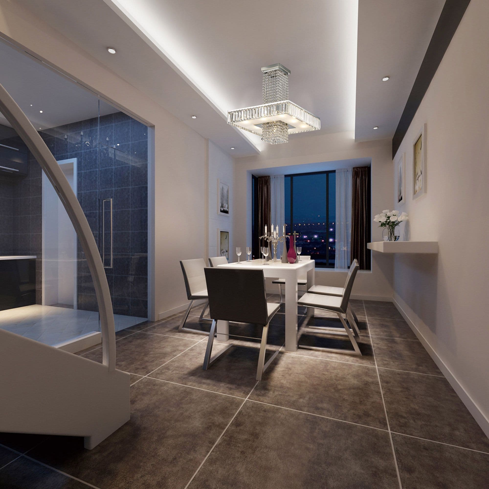 Grover Square Semi Ceiling 9 Light G9 Polished Chrome/Crystal