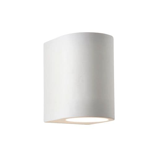 Gypsum G9 White Curved Cylinder Plaster Wall Light