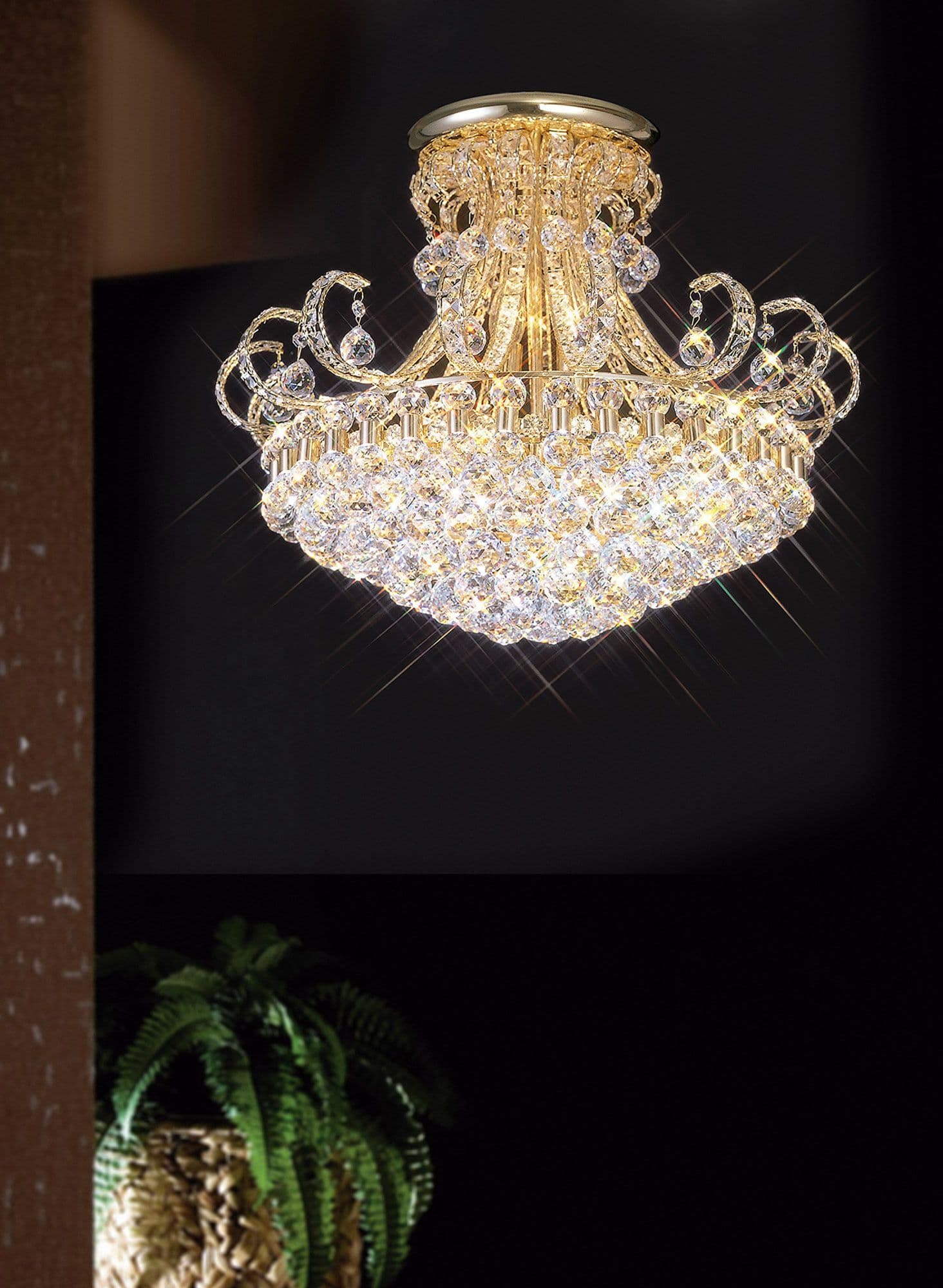 Harding Ceiling 12 Light E14 French Gold/Crystal18 3kg