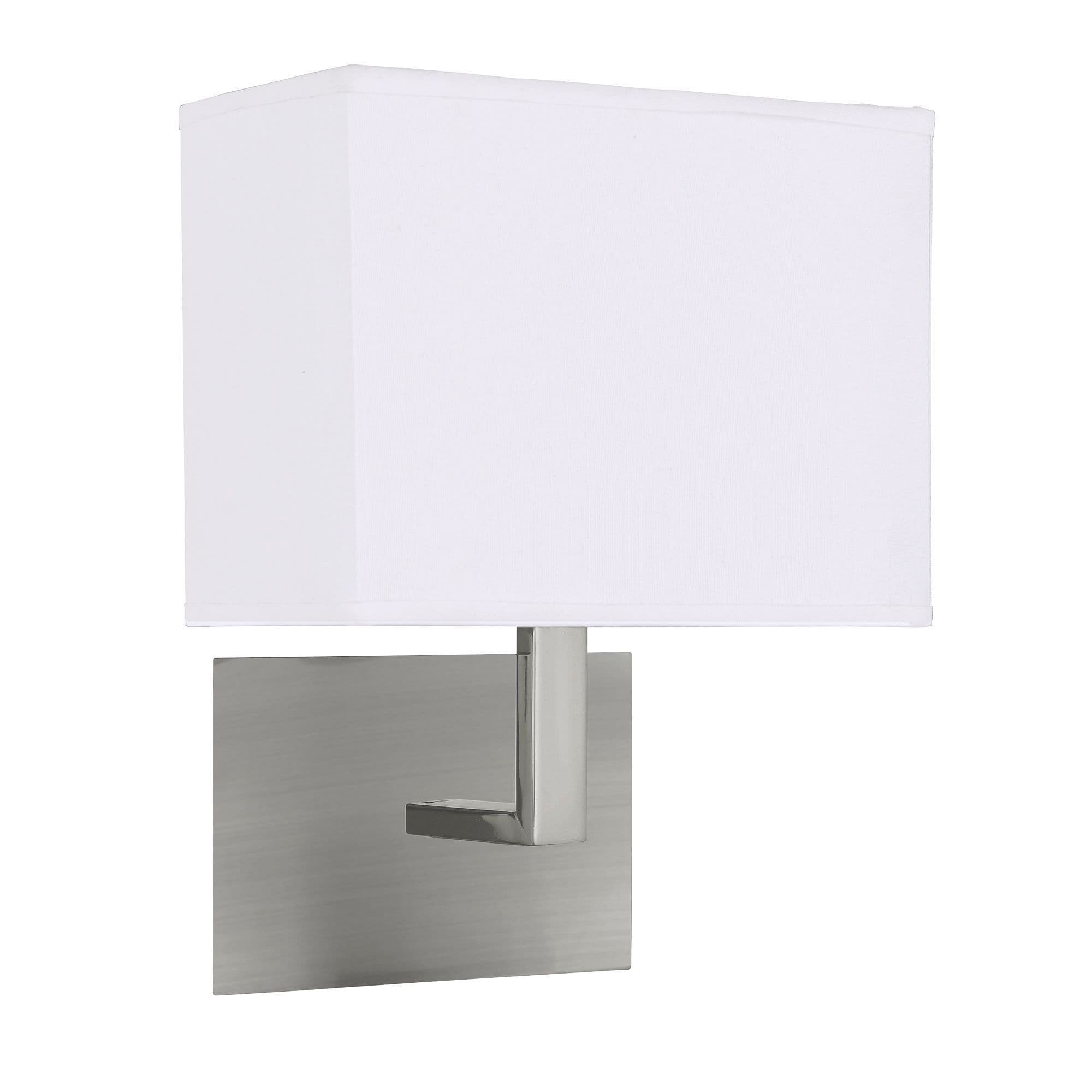 Hotel Wall Light Satin Silver-White Rectangular Shade