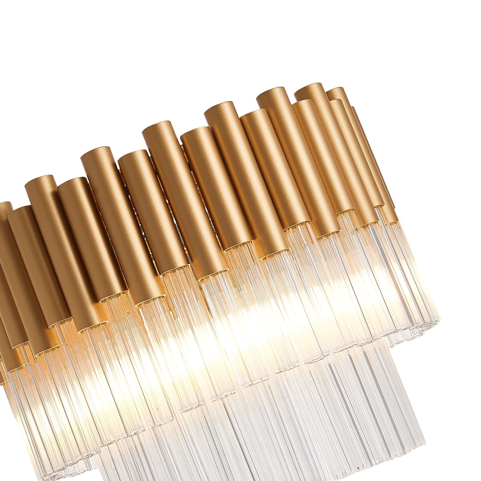 Iarrogate 3 Light Matt Gold Floor Lamp luminaire with Crystal Glass Tubes