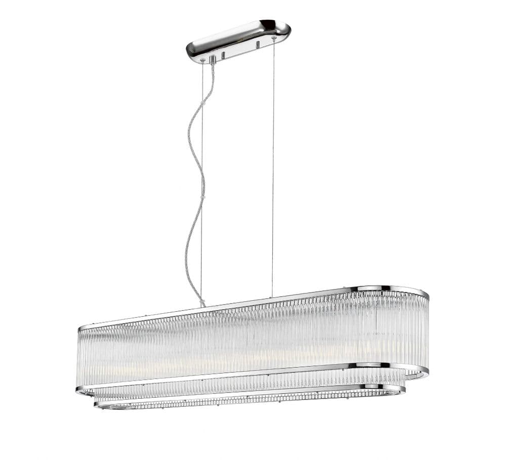 Impex Lighting Antigua 7 Light Tiered Oblong Bar in Chrome with Glass ...