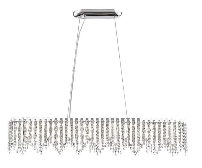 Impex lighting Belize 10 Light Oblong Bar Penadnt Crystal Chrome 140cm ...