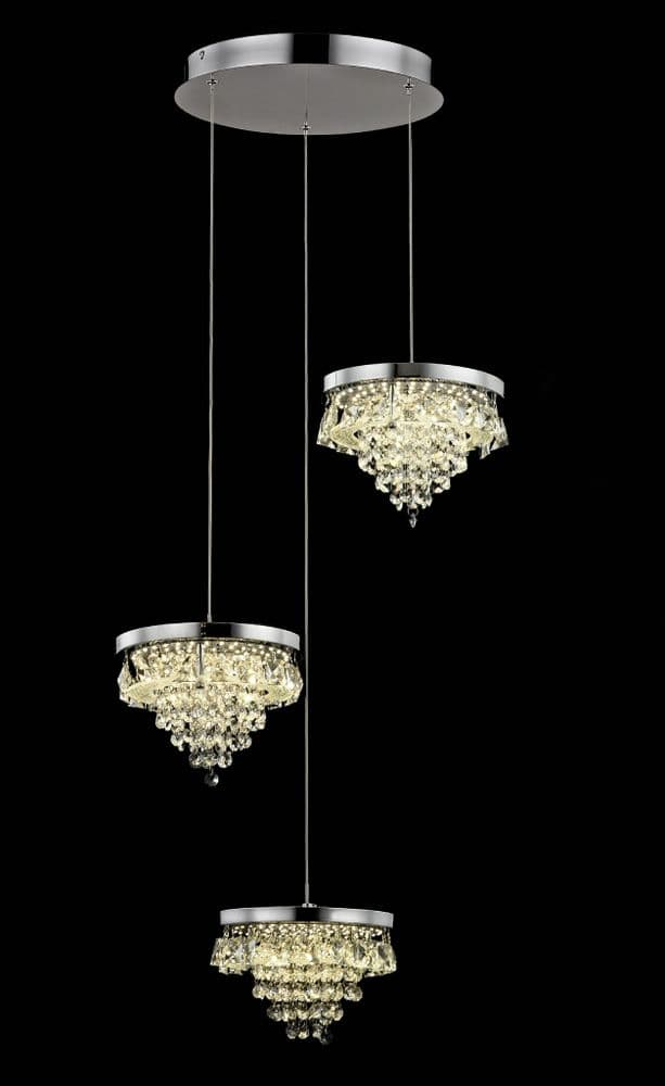 Impex lighting Fssonne 3 Light Multi Drop Round Pendant Chrome ...