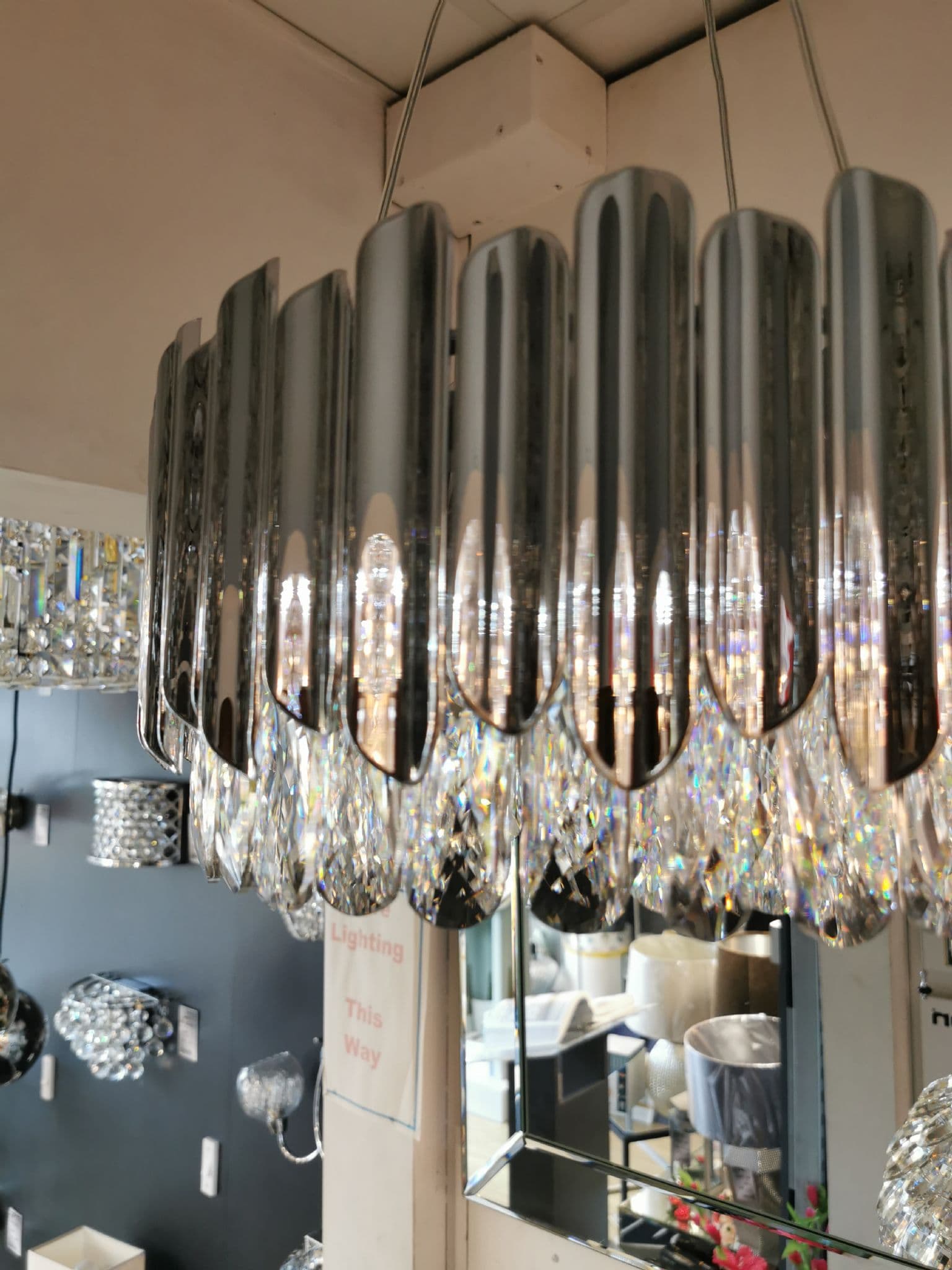 Impex lighting Grenada 6 Light Oblong Bar Pendant 87cm Long Chrome ...