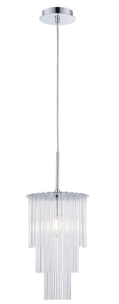 Impex lighting panama 1 Light Single Pendant Chrome with Glass rods ...