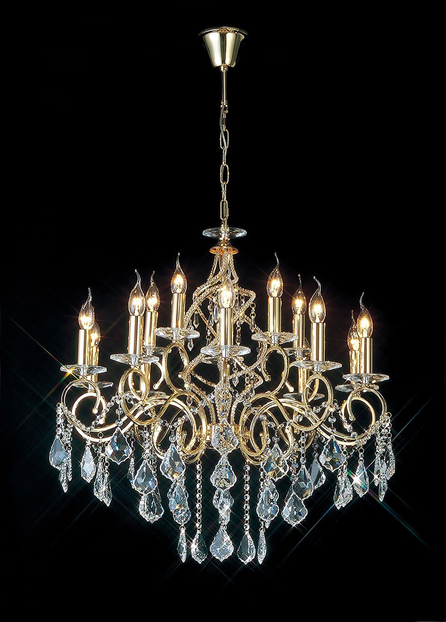 Jess Pendant 15 Light E14 French Gold/Crystal