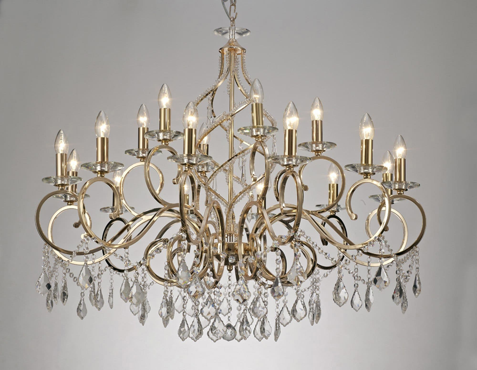 Jess Pendant 18 Light E14 French Gold/Crystal Requires Construction