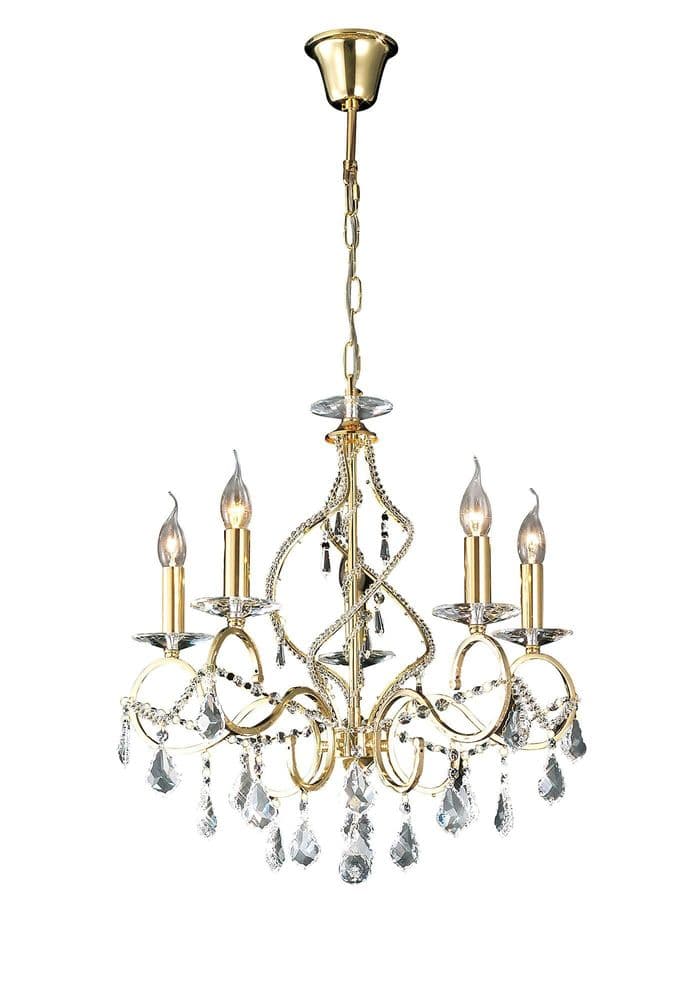 Jess Pendant 5 Light E14 French Gold/Crystal
