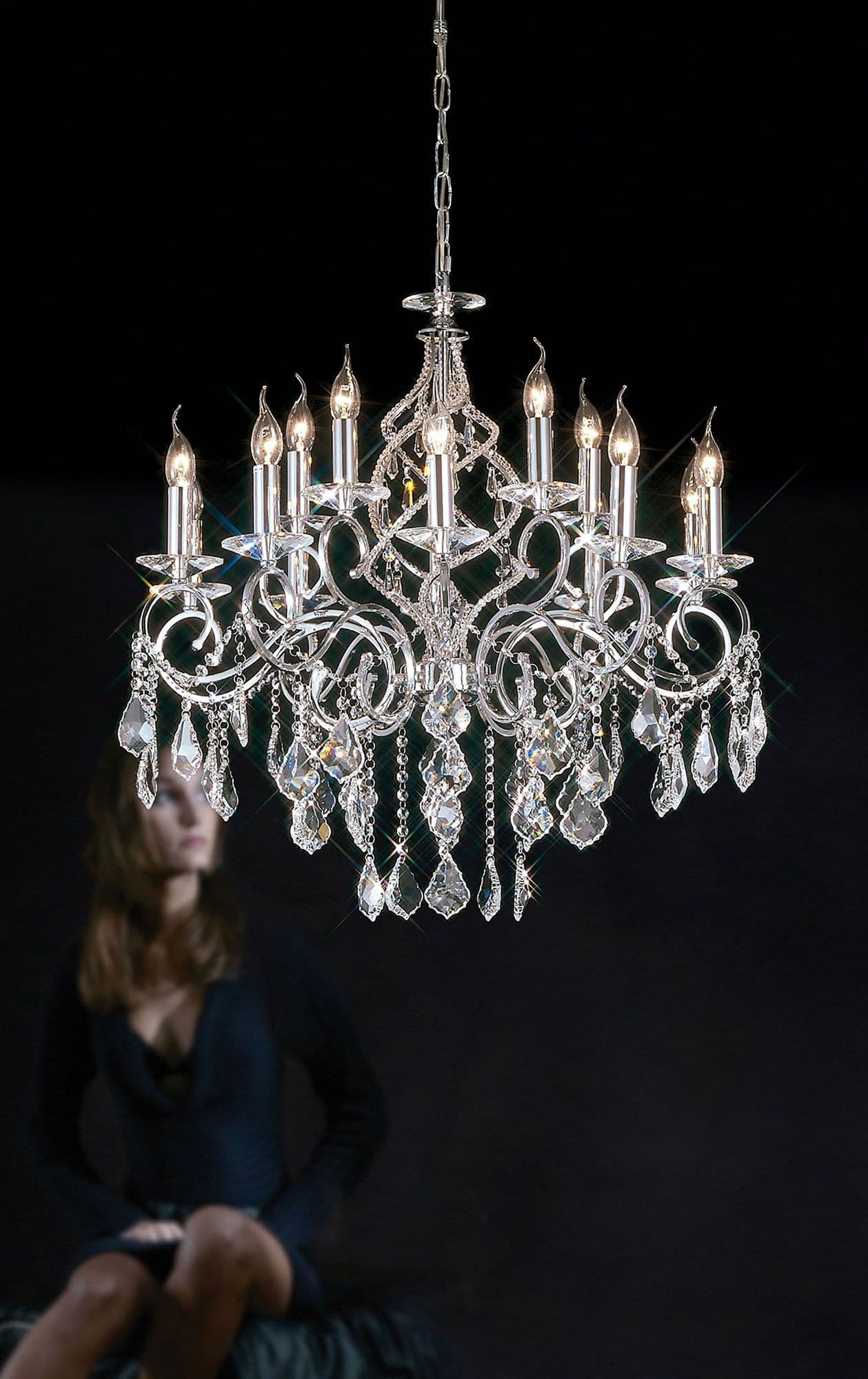 Jess Wall Lamp Switched 1 Light E14 French Gold/Crystal