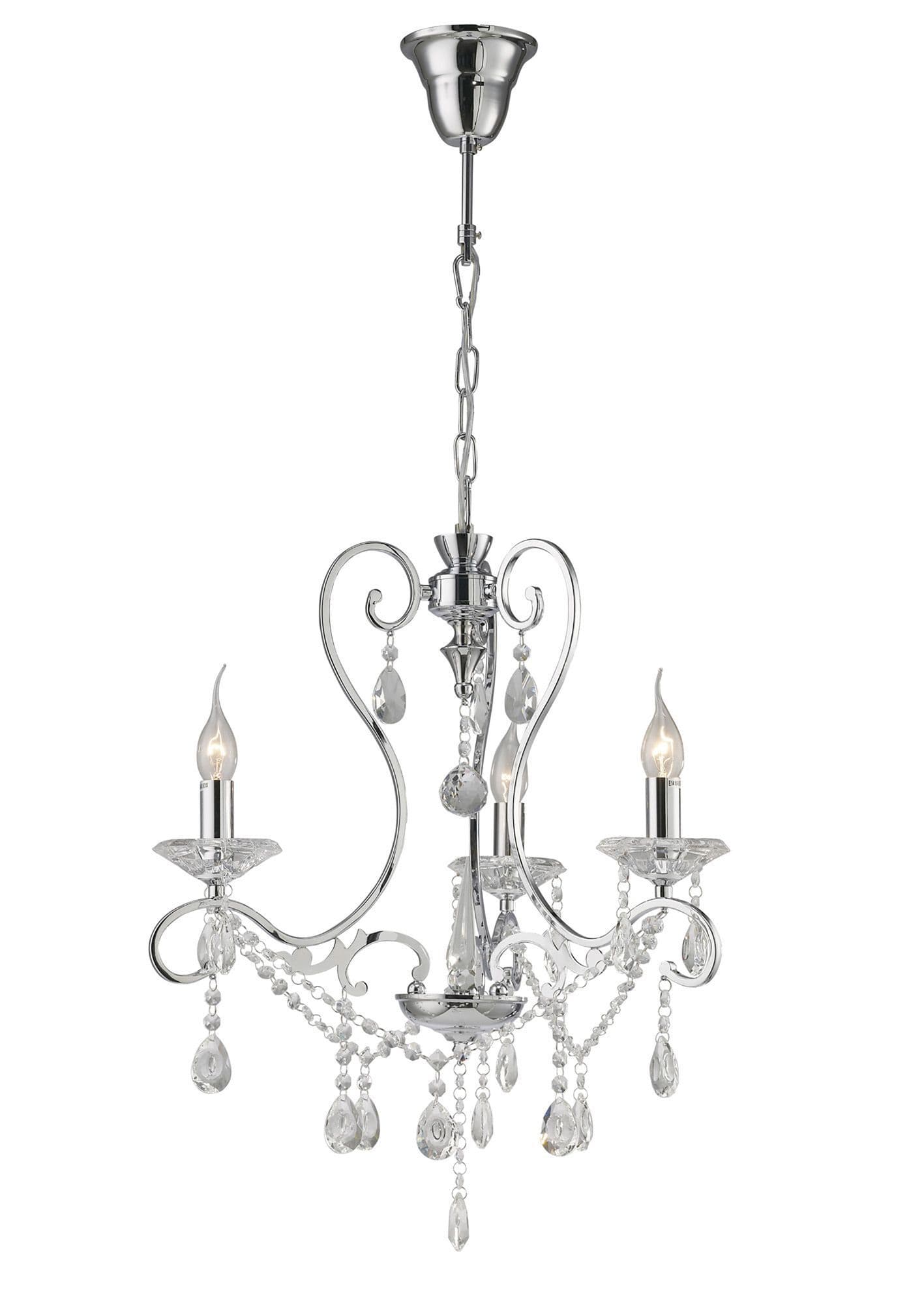 Jude Pendant 3 Light E14 Polished Chrome/Crystal