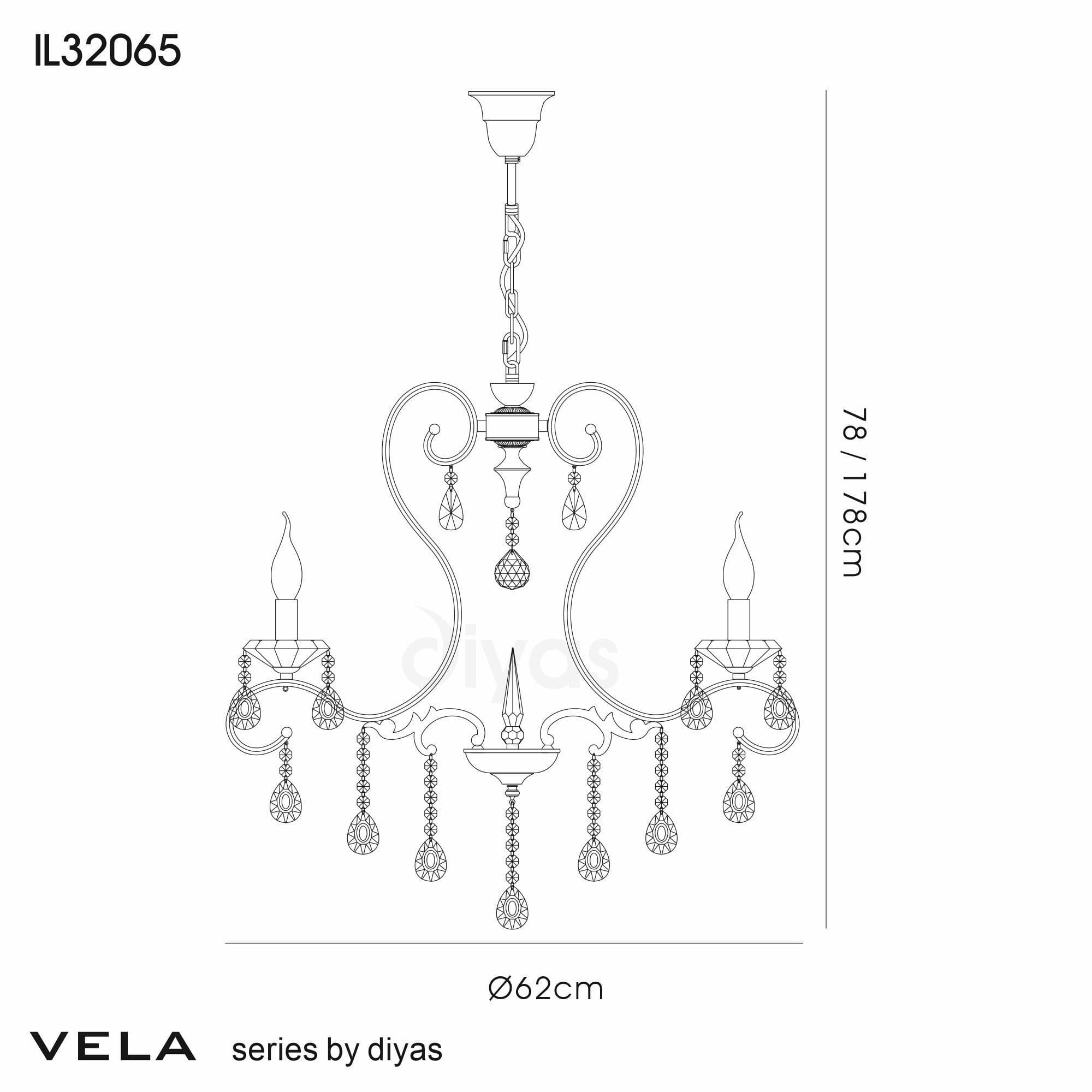 Jude Pendant 5 Light E14 French Gold/Crystal