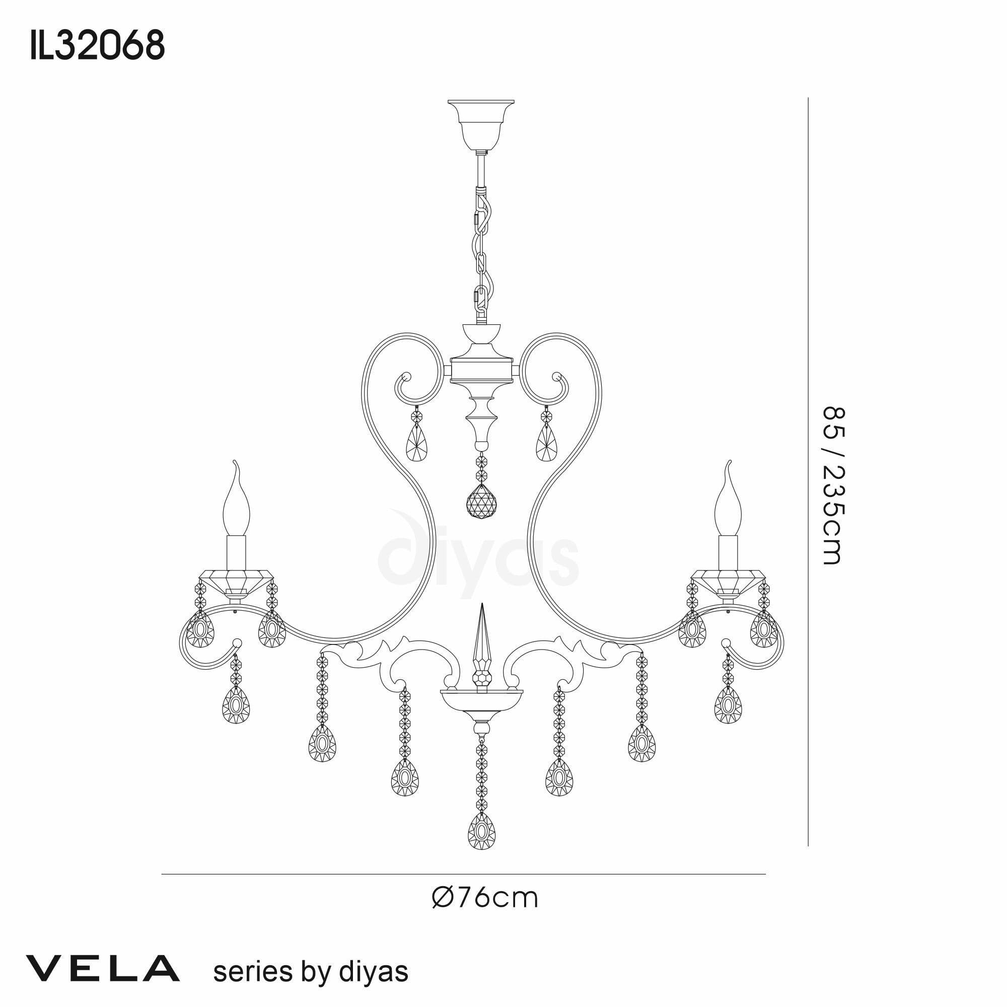 Jude Pendant 8 Light E14 French Gold/Crystal