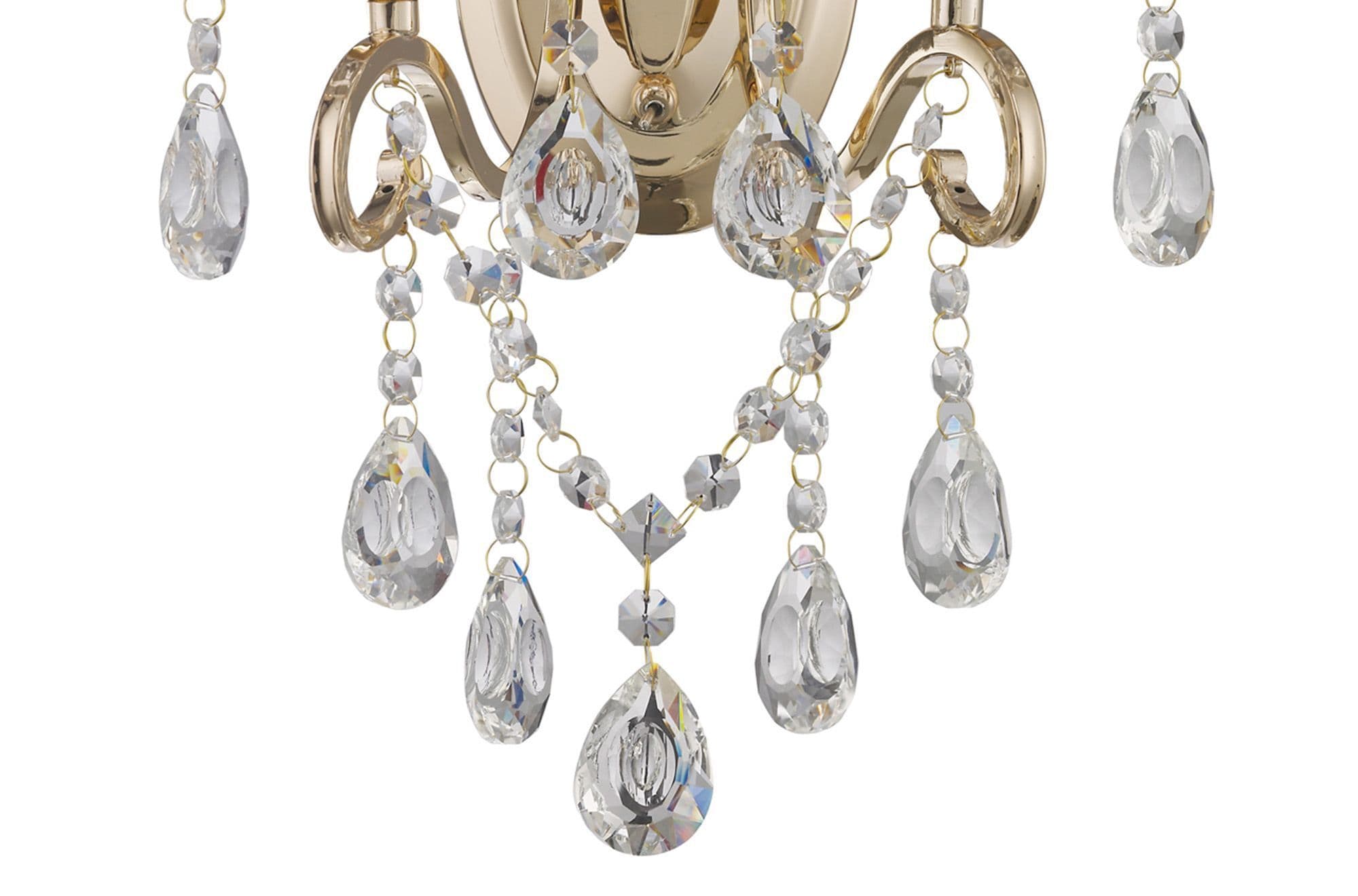 Jude Wall Lamp Switched 2 Light E14 French Gold/Crystal