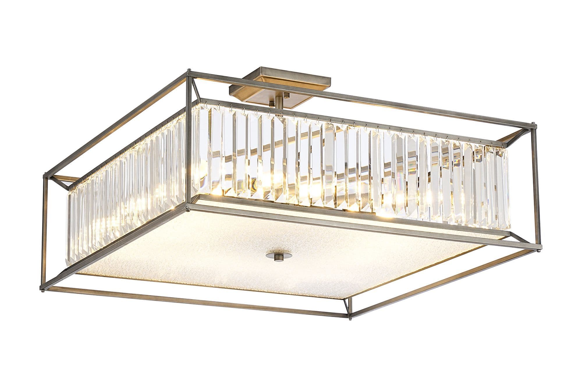 Jupiter Fixed Pendant / Semi Ceiling 12 x E14 Pewter / Clear / Grain Glass