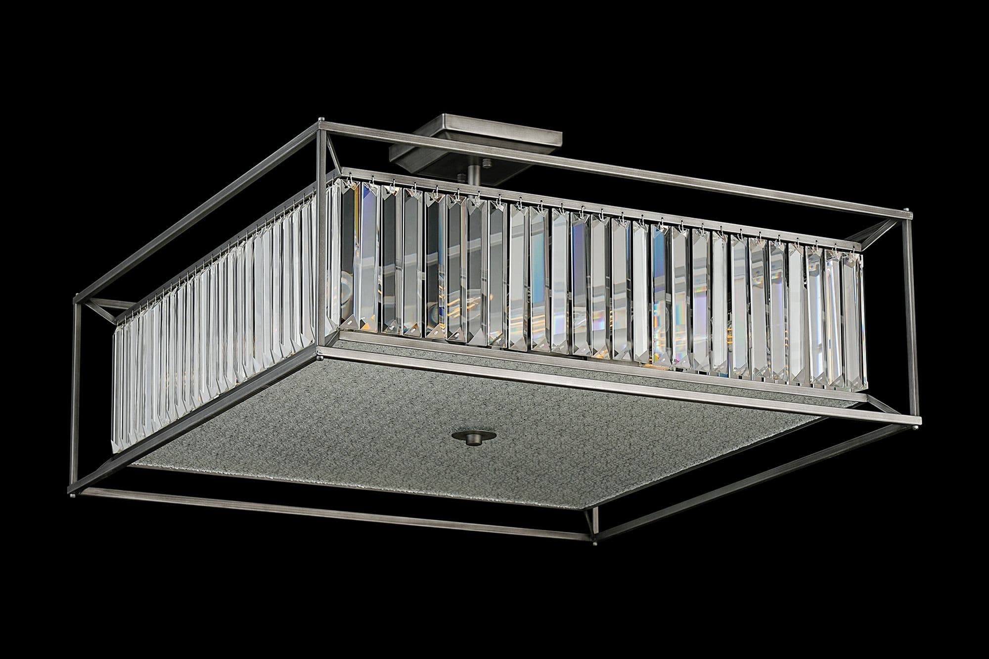 Jupiter Fixed Pendant / Semi Ceiling 12 x E14 Pewter / Clear / Grain Glass