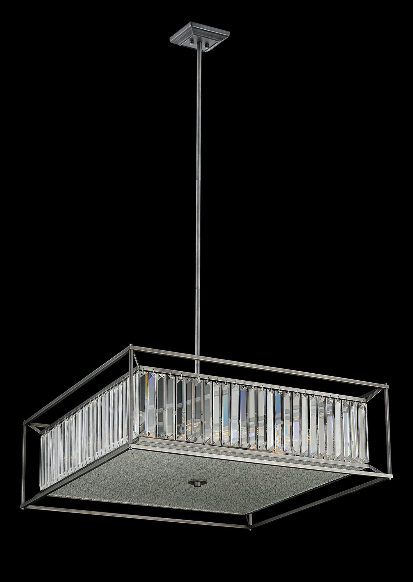 Jupiter Fixed Pendant / Semi Ceiling 12 x E14 Pewter / Clear / Grain Glass