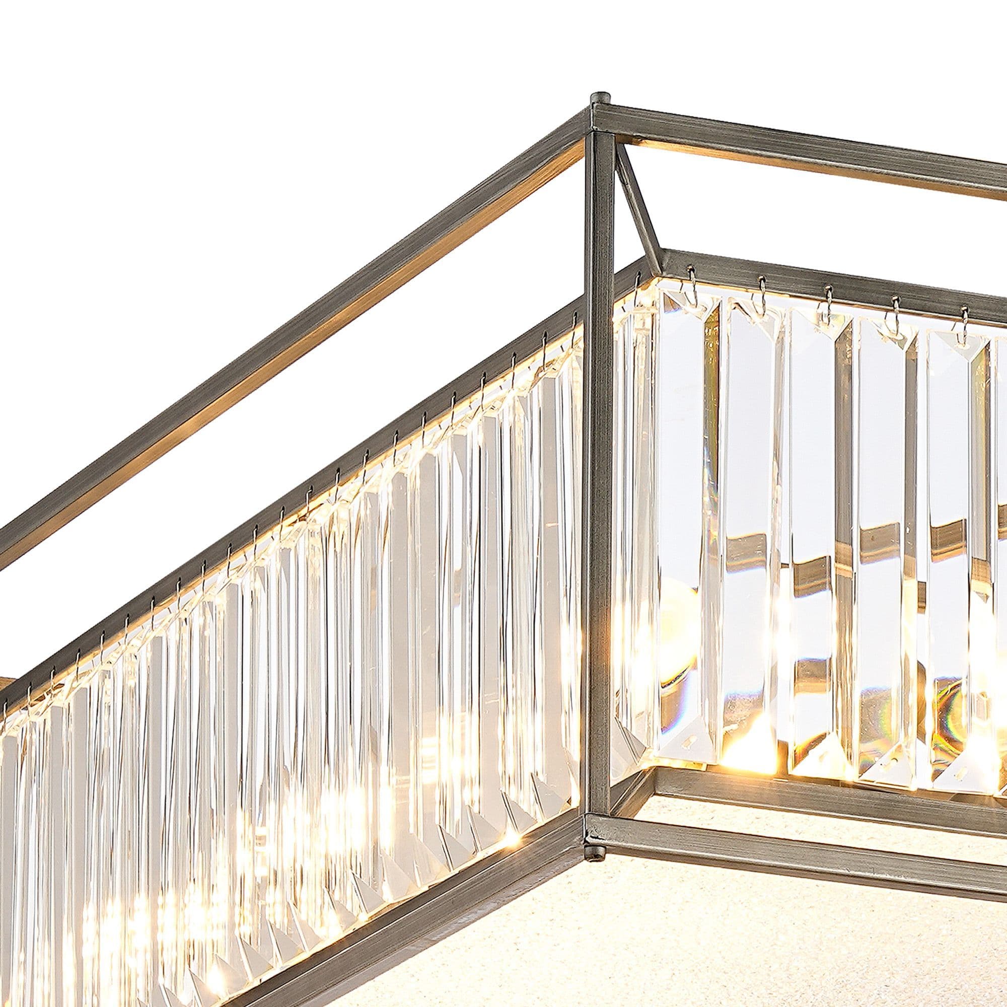 Jupiter Fixed Pendant / Semi Ceiling 12 x E14 Pewter / Clear / Grain Glass