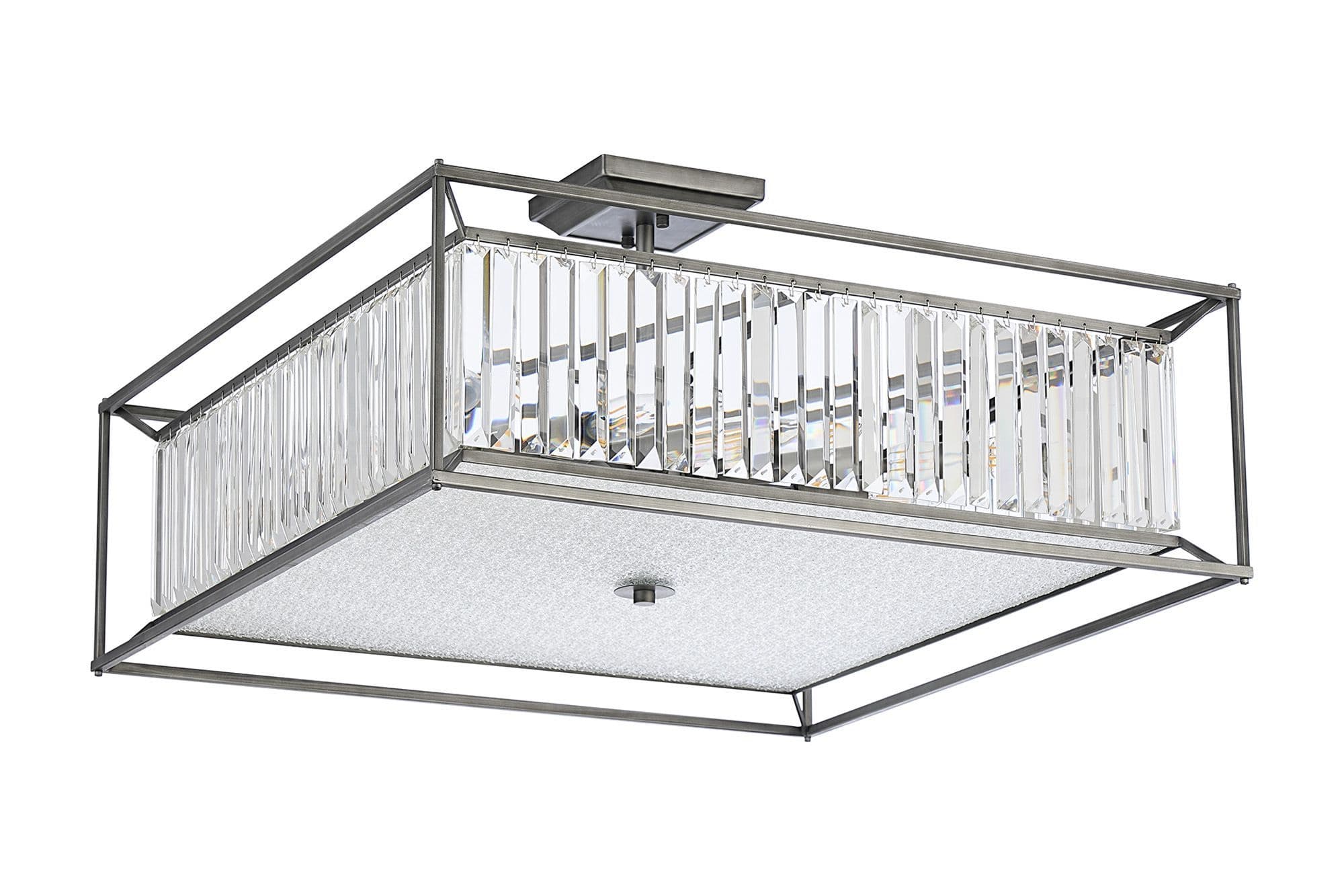 Jupiter Fixed Pendant / Semi Ceiling 12 x E14 Pewter / Clear / Grain Glass