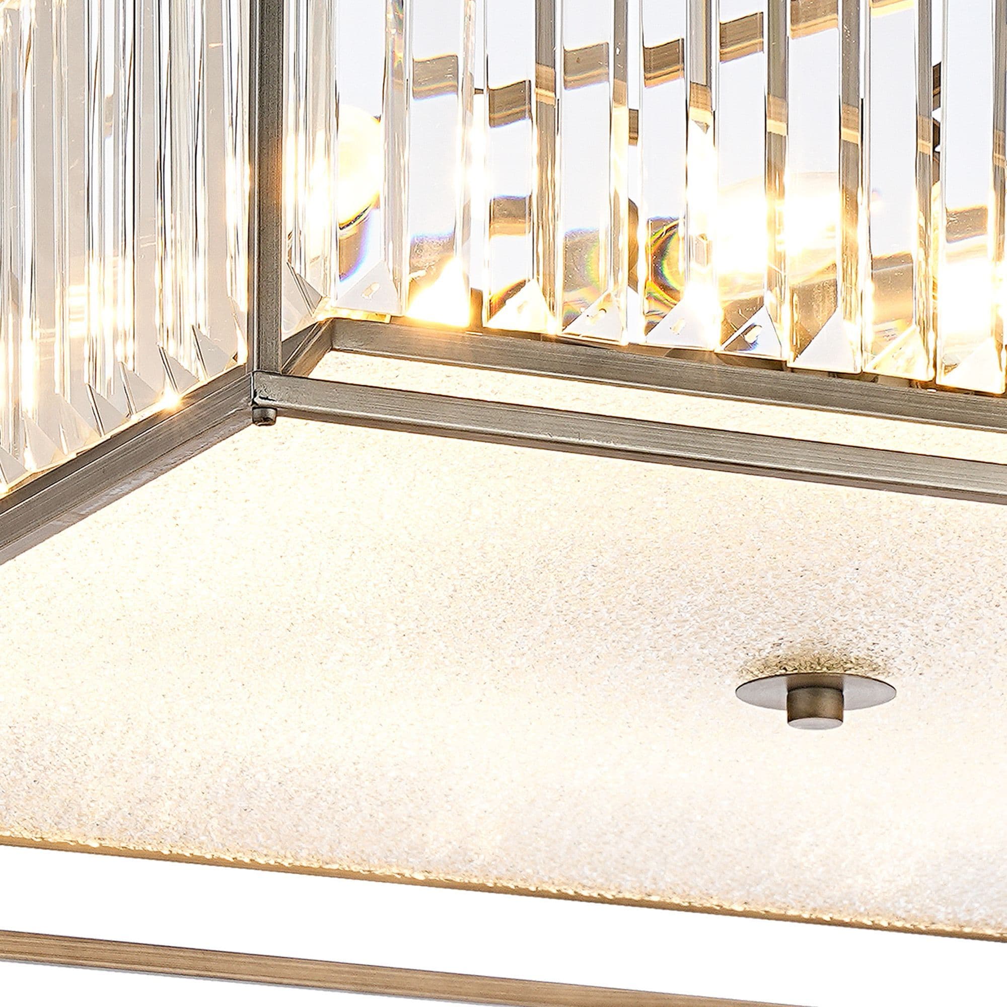 Jupiter Fixed Pendant / Semi Ceiling 12 x E14 Pewter / Clear / Grain Glass