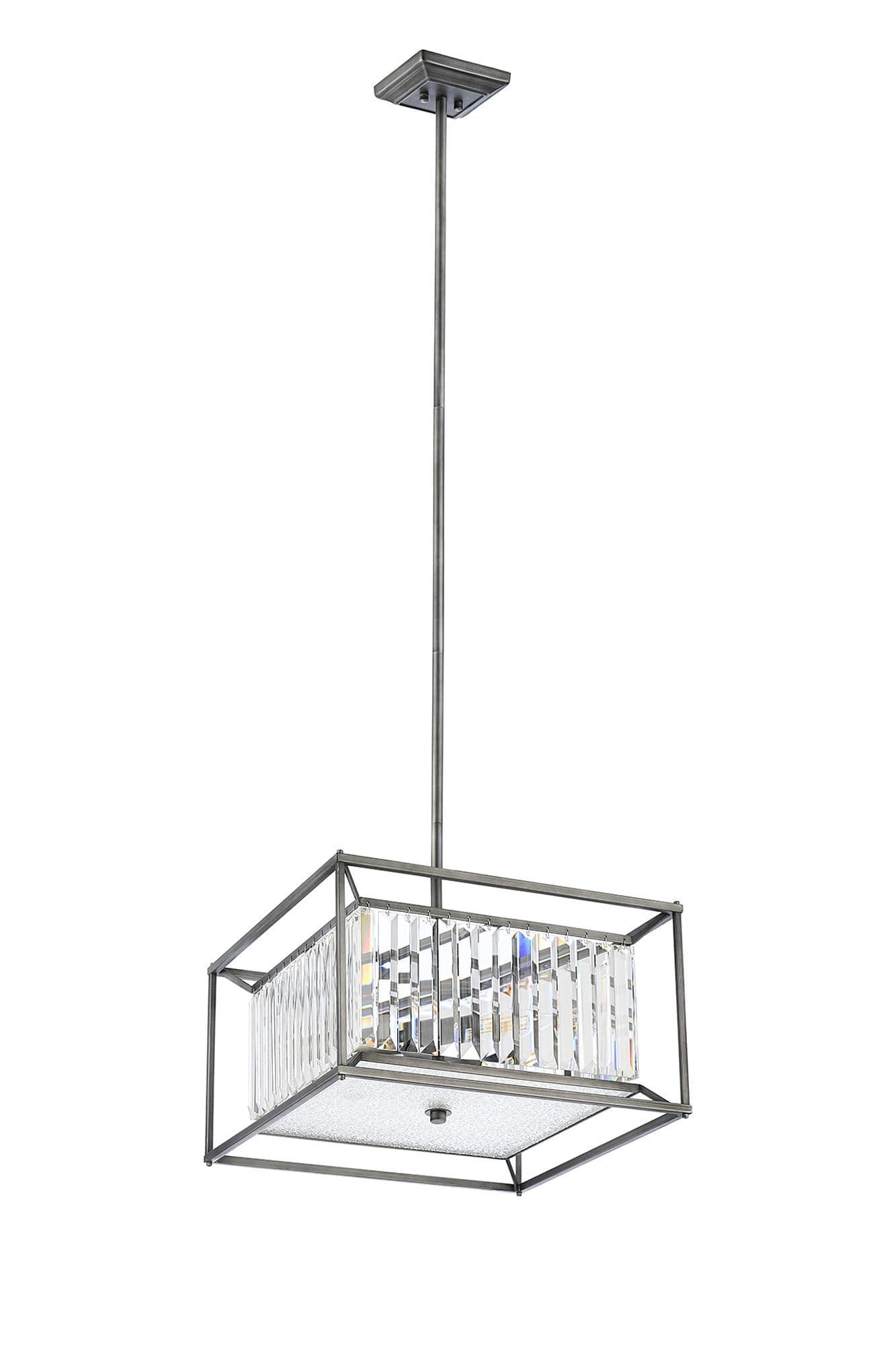 Jupiter Fixed Pendant / Semi Ceiling 4 x E14 Pewter / Clear / Grain Glass