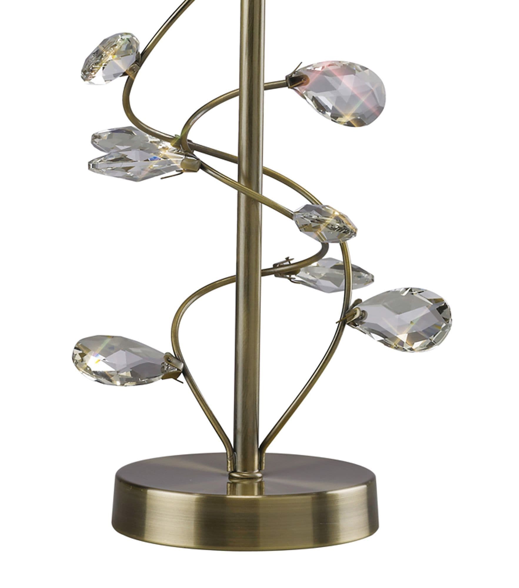 Justin Table Lamp With White Shade 1 Light E27 Antique Brass and Crystal