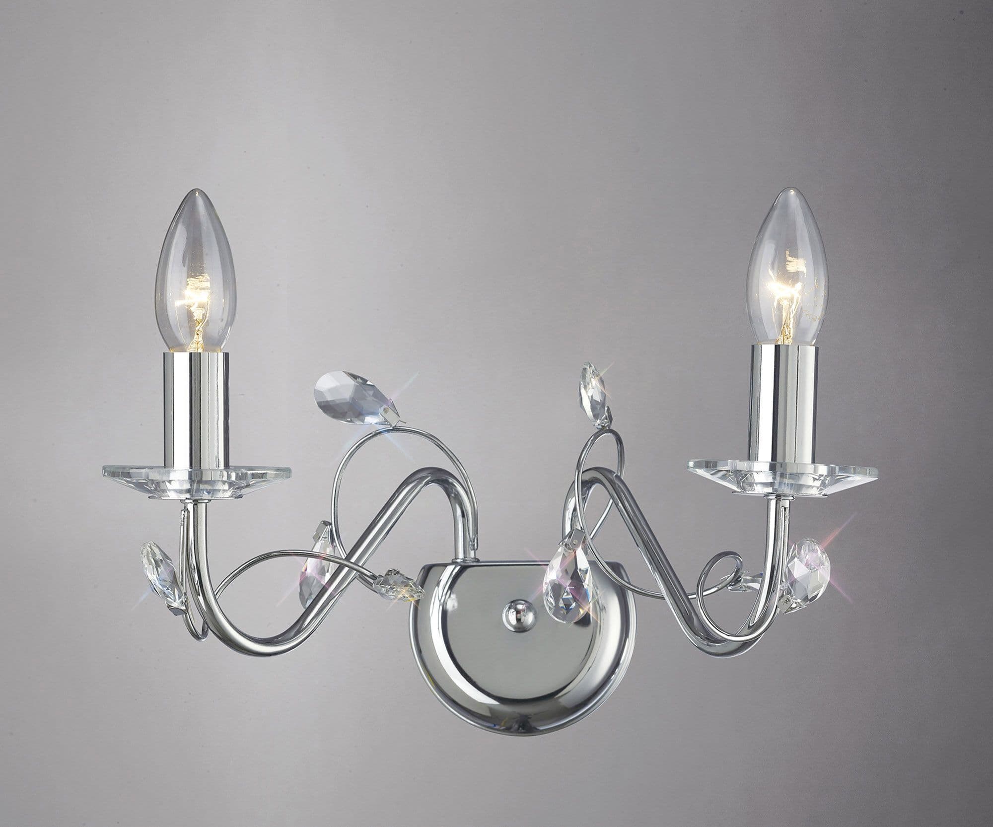 Justin Wall Lamp WITHOUT SHADE 2 Light E14 Polished Chrome and Crystal
