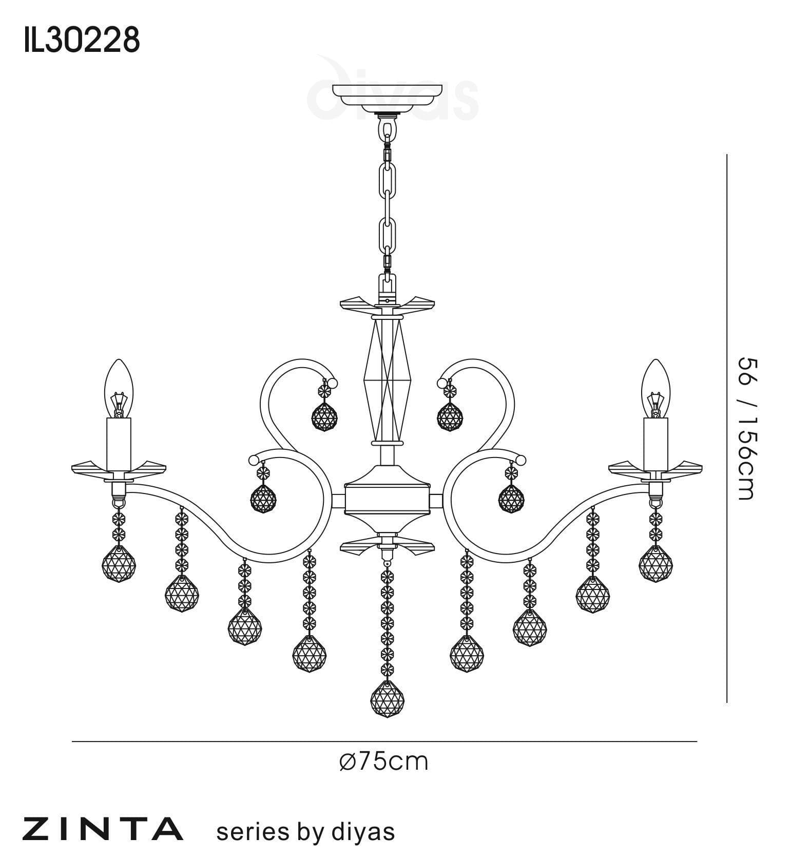 Kendrick Pendant 8 Light E14 French Gold/Crystal