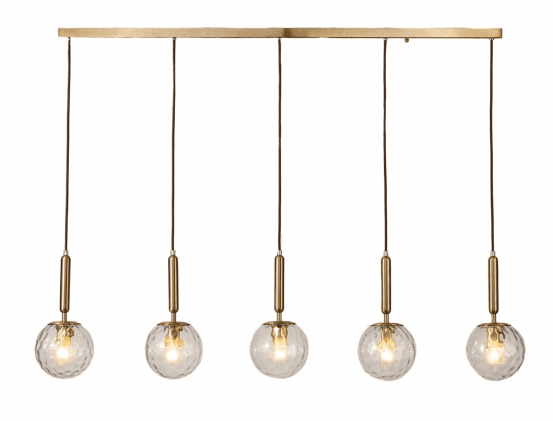 Stainless Steel 5 Light Mini Bar Pendant Light With K9 Crystal Ball Drop