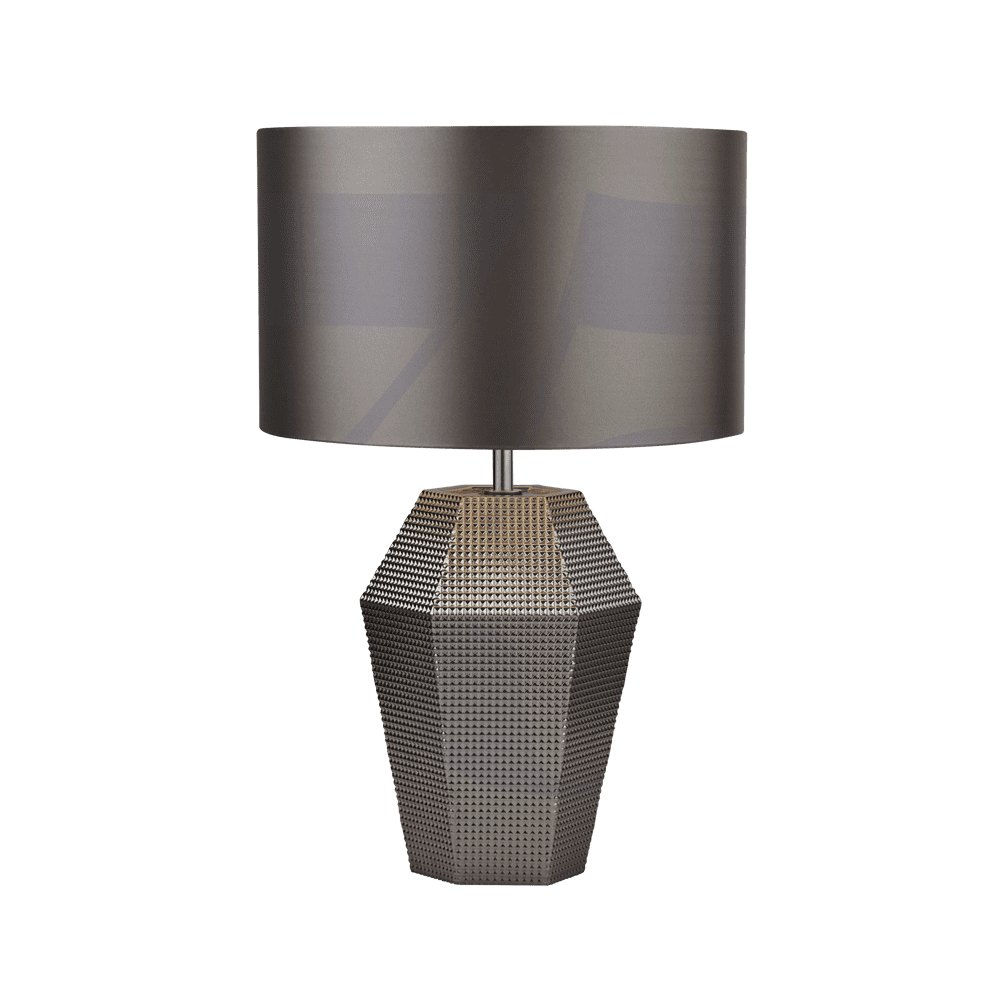 Lucy Smoked Glass Table Lamp With Grey Drum Shade