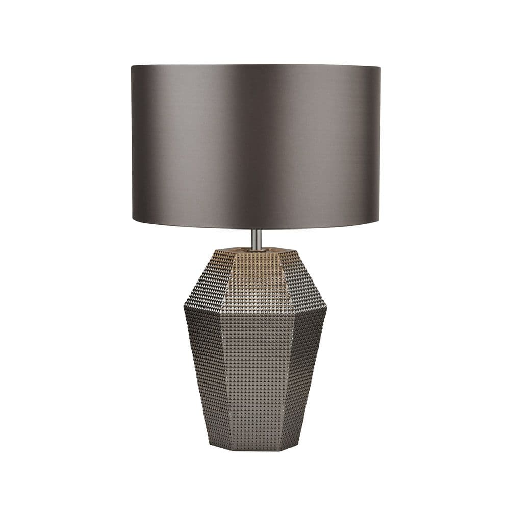 Lucy Table Lamp - Smoked Glass & Satin Shade
