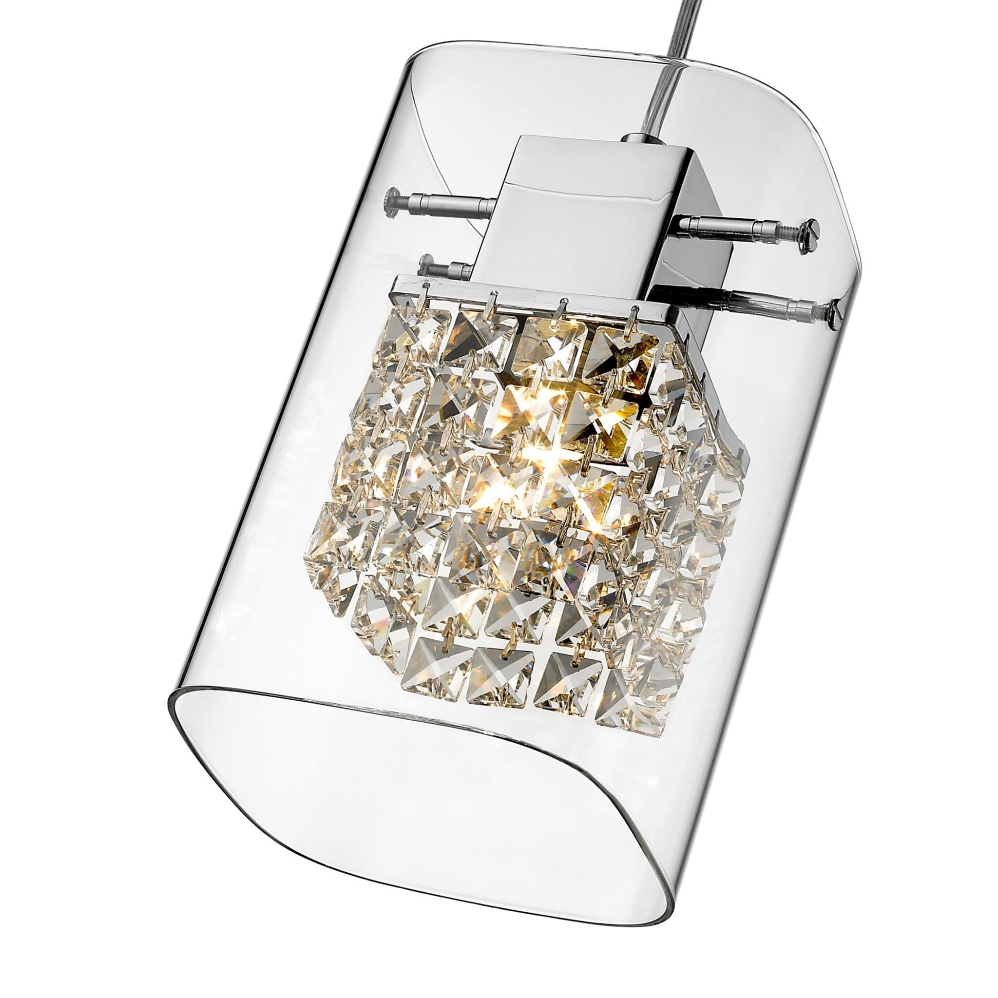 Meyton 5 Light Multi Drop Fitting In Chrome Finish with Crystal and Glass