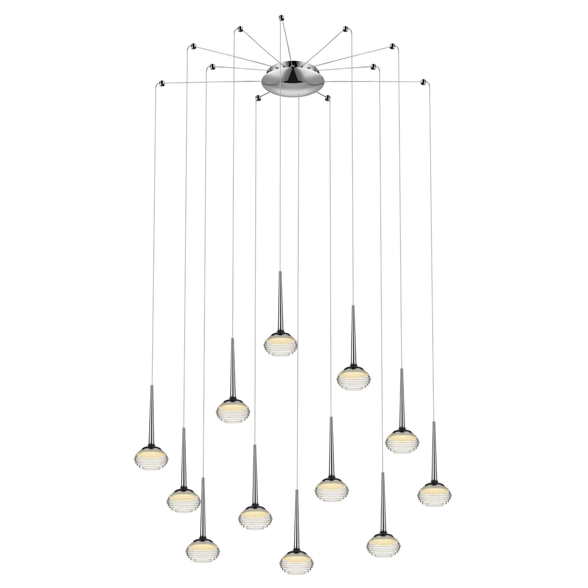 Mola 12 Light Multi Drop Spider Light Decorative Luminaire In Chrome