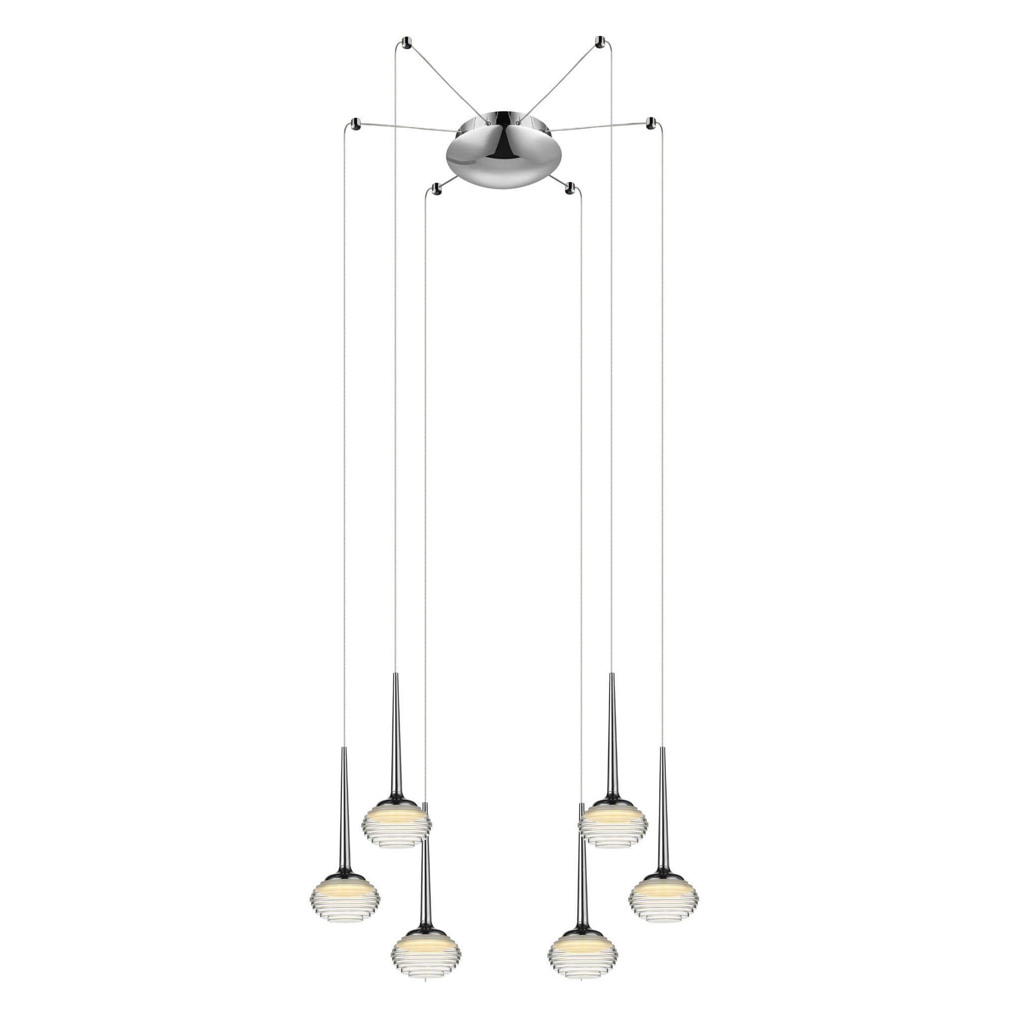 Mola 6 Light Multi Drop Spider Light Decorative Luminaire In Chrome