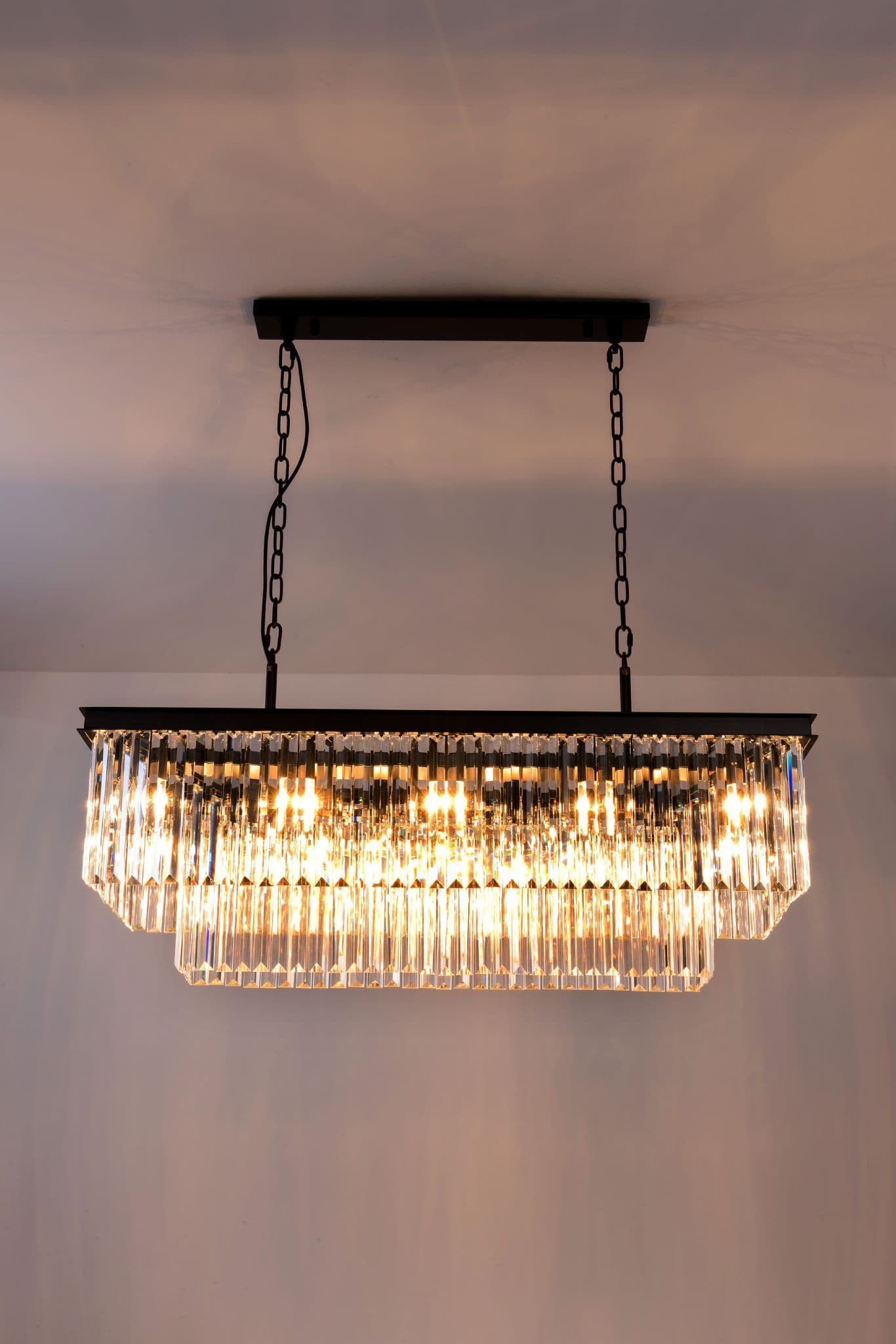 New York 10 Light Ceiling Hanging Black And Clear Fitting CSB3020