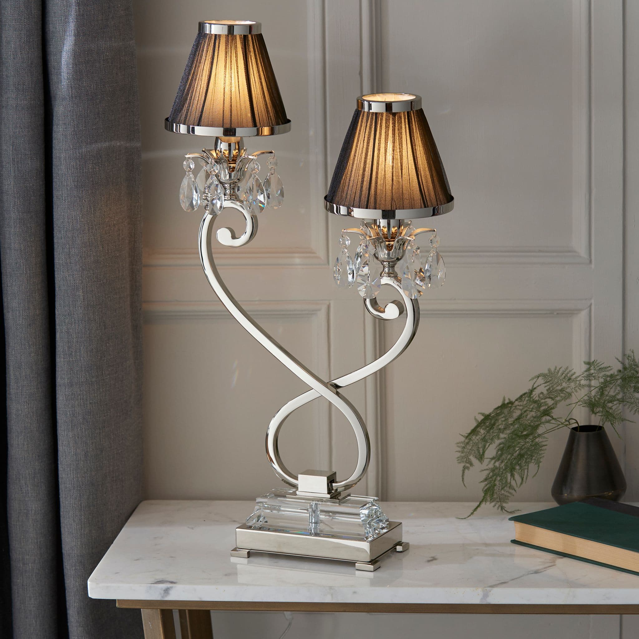 Oksana nickel twin table lamp