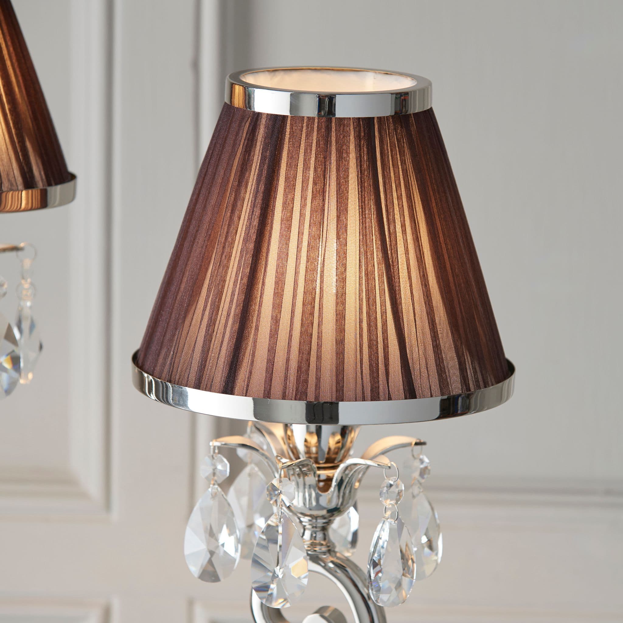 Oksana nickel twin table lamp chocolate