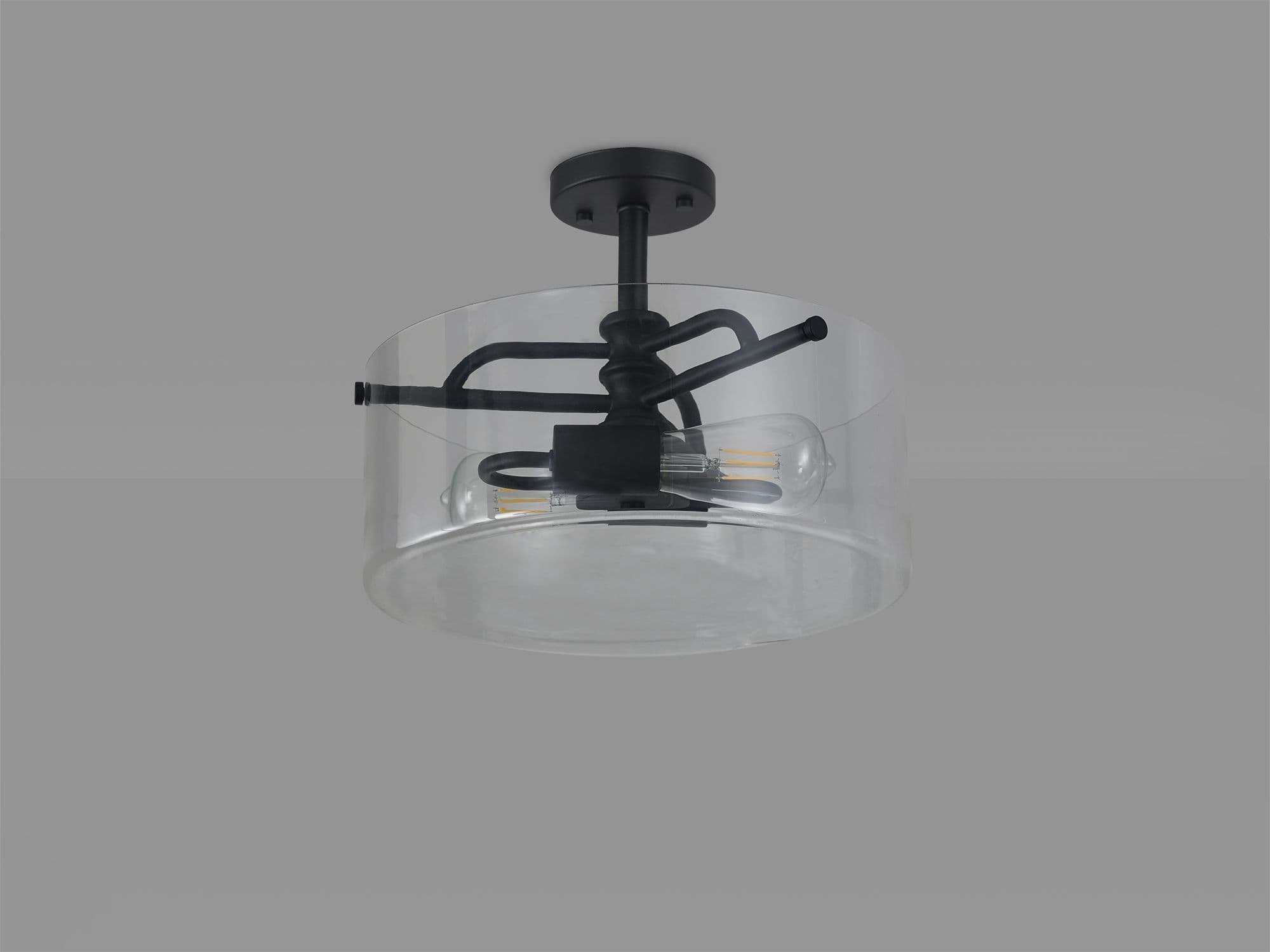 Orbit Semi Flush Ceiling 2 Light E27 - Multiple Colours Black ...