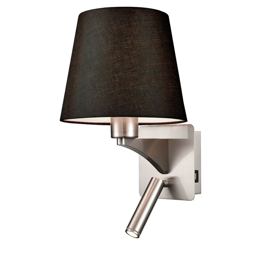 Orwell 2 Light Satin Nickel Wall Fitting With USB And Reading Light ...